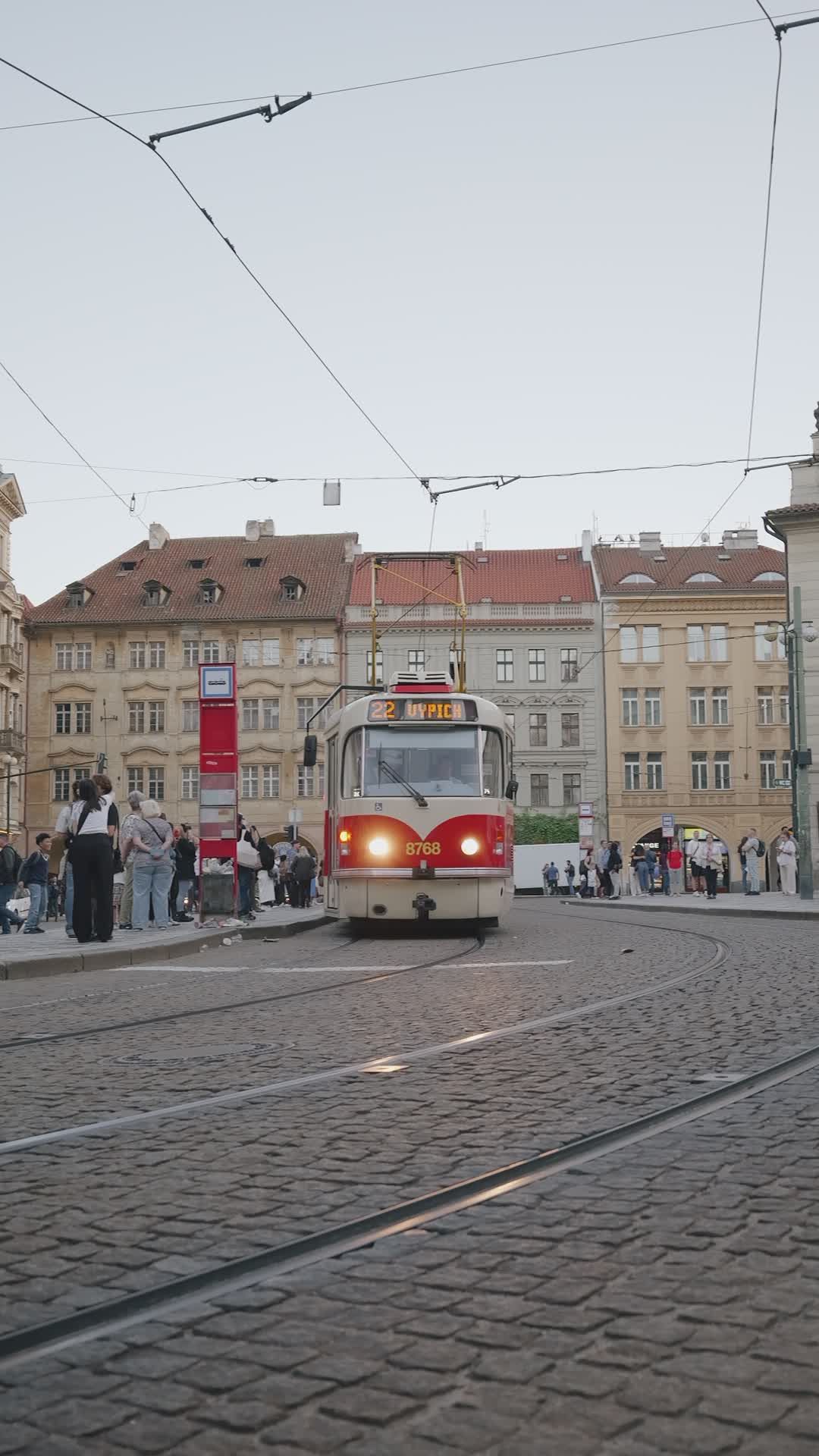 Historic Tram Crossing Prague's Iconic Street Free Stock Video Footage ...