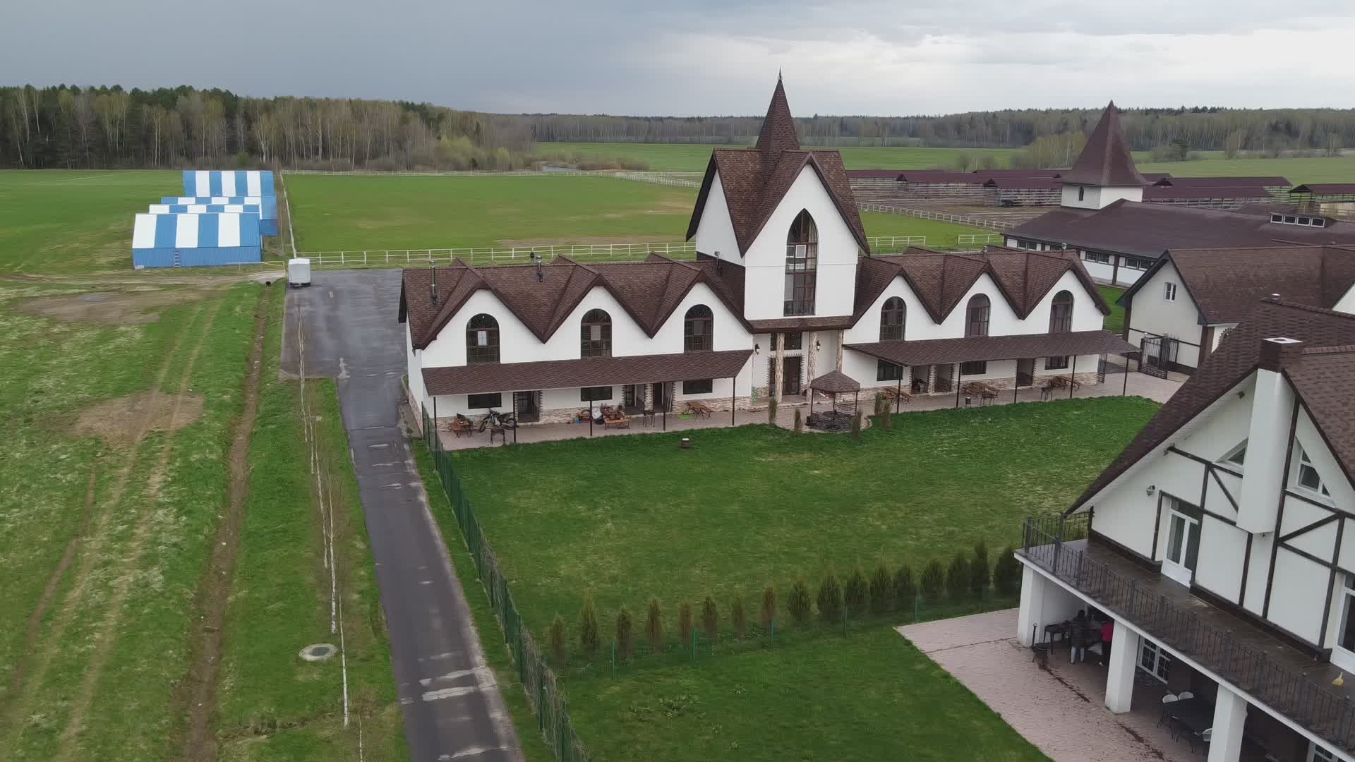 Scenic Aerial View of Unique Countryside Architecture Free Stock Video ...