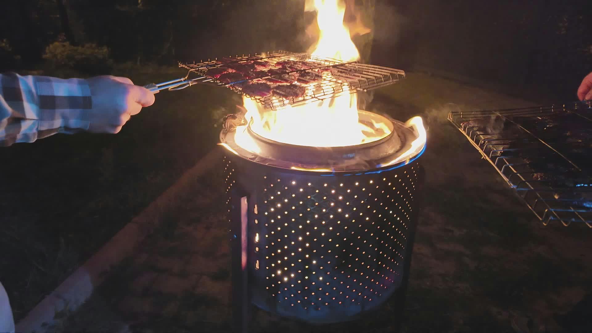 Nighttime Backyard BBQ with Flaming Grill Free Stock Video Footage ...