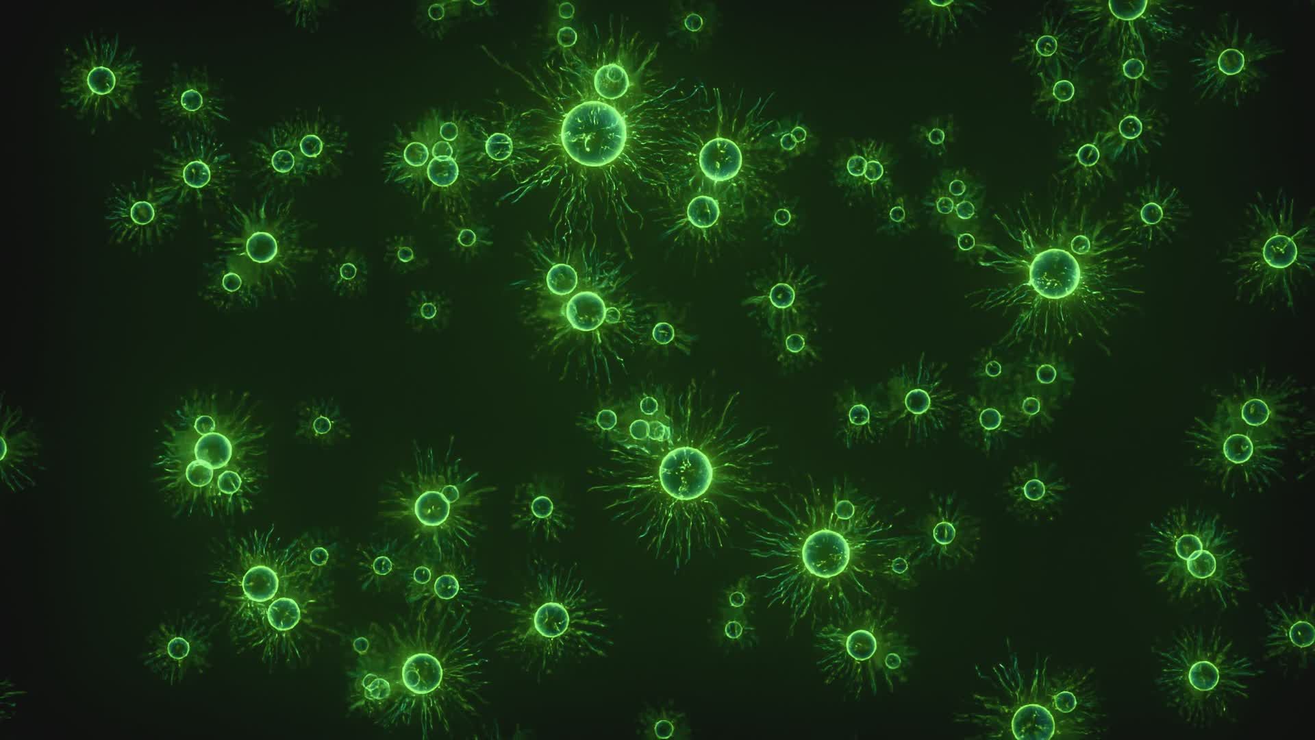 Glowing Green Microorganisms Animation Free Stock Video Footage ...