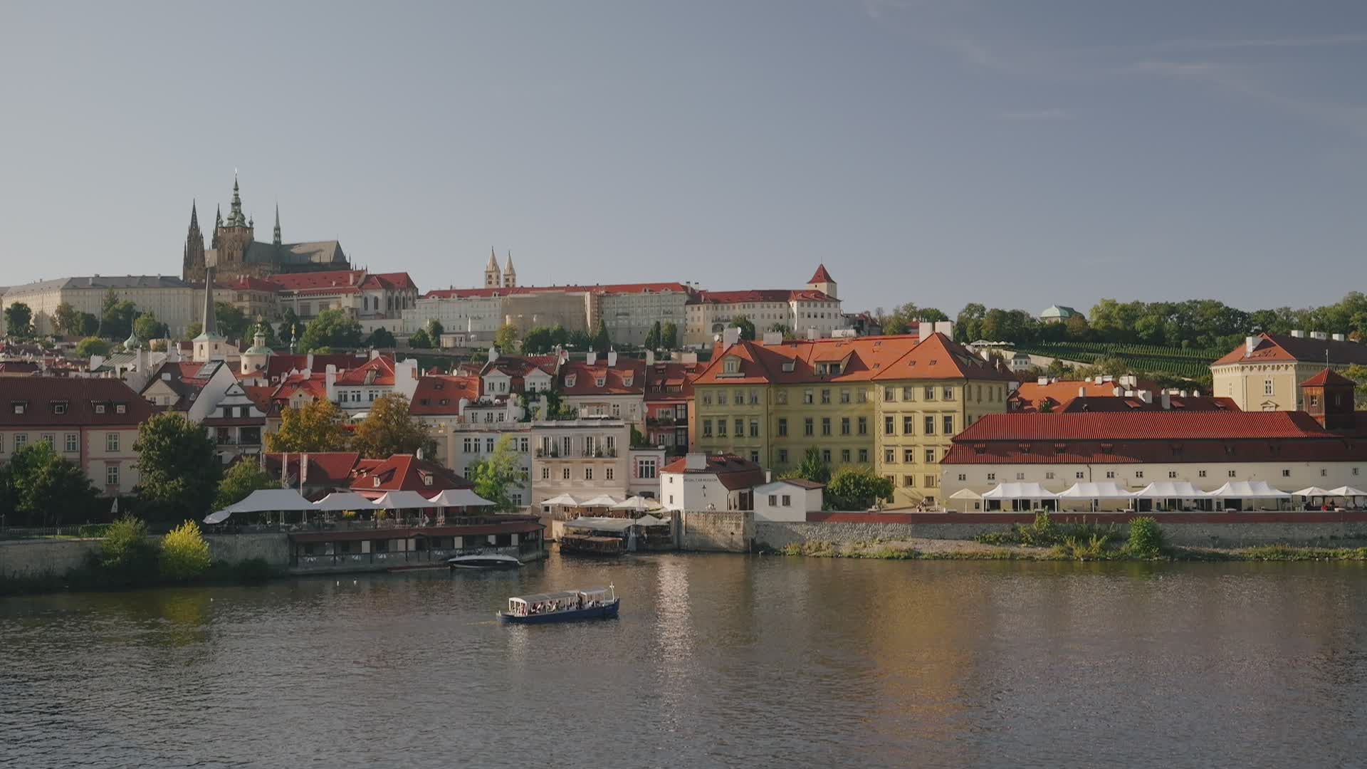Scenic View of Prague Castle from Riverbank Free Stock Video Footage ...