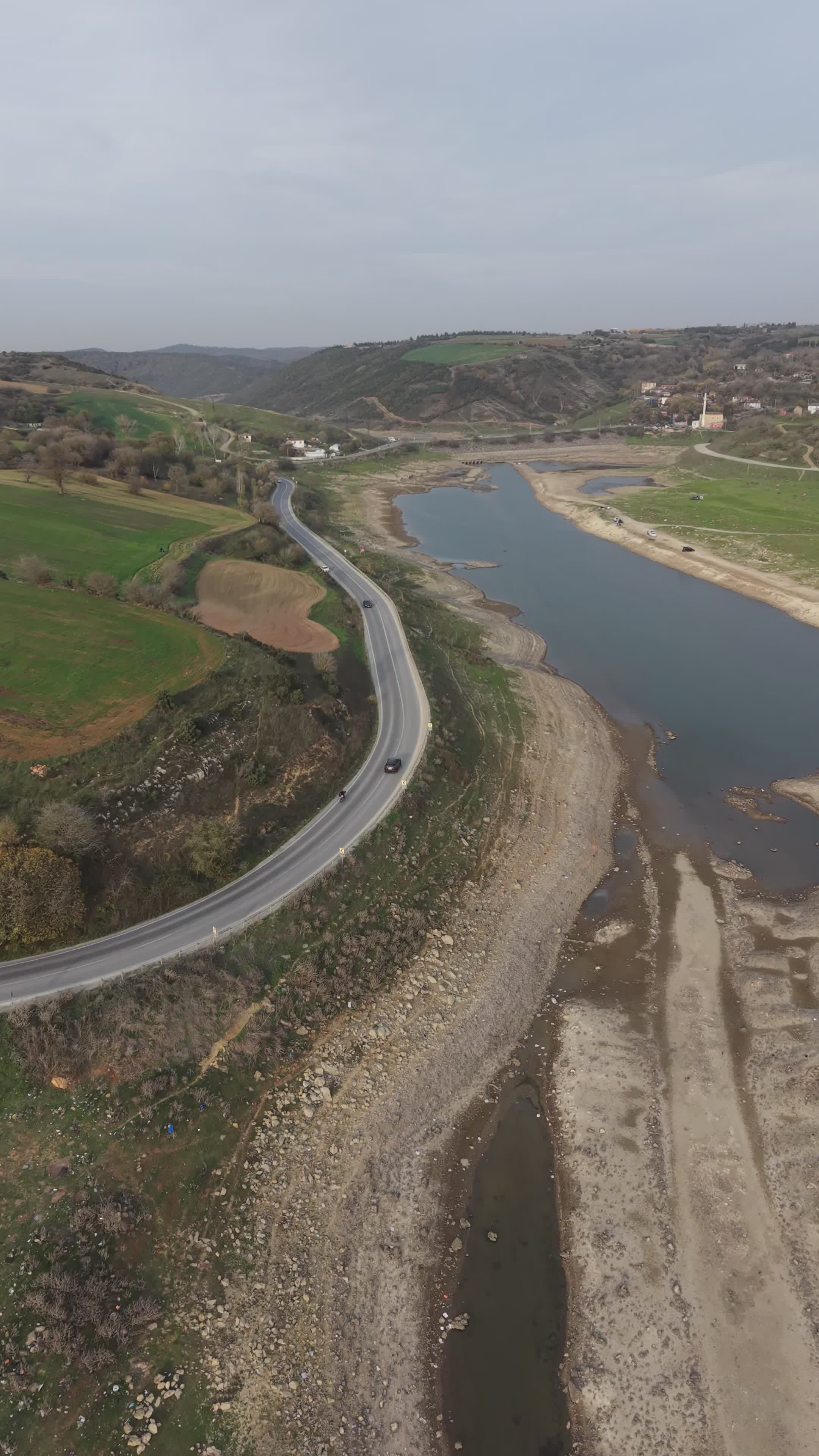 Drone Aerial View of Scenic Countryside Road Free Stock Video Footage ...