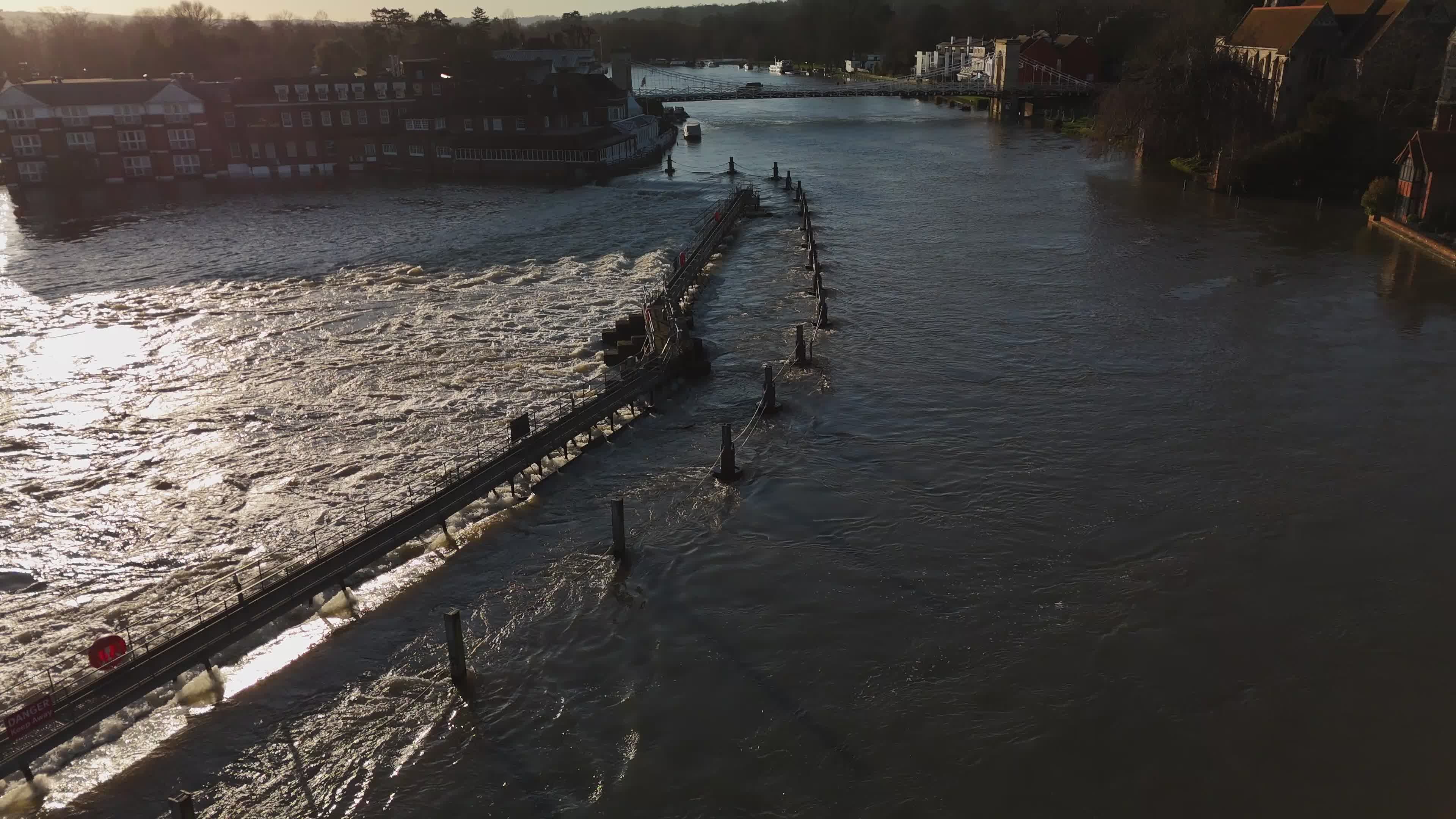 Aerial View of River Thames Flooding in Winter Free Stock Video Footage ...