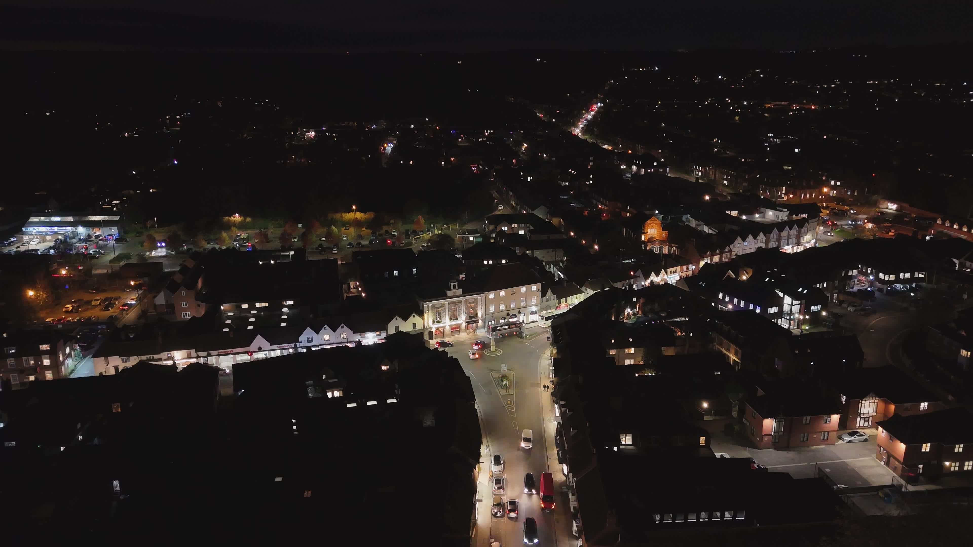 Aerial Night View of Bustling City Streets Free Stock Video Footage ...
