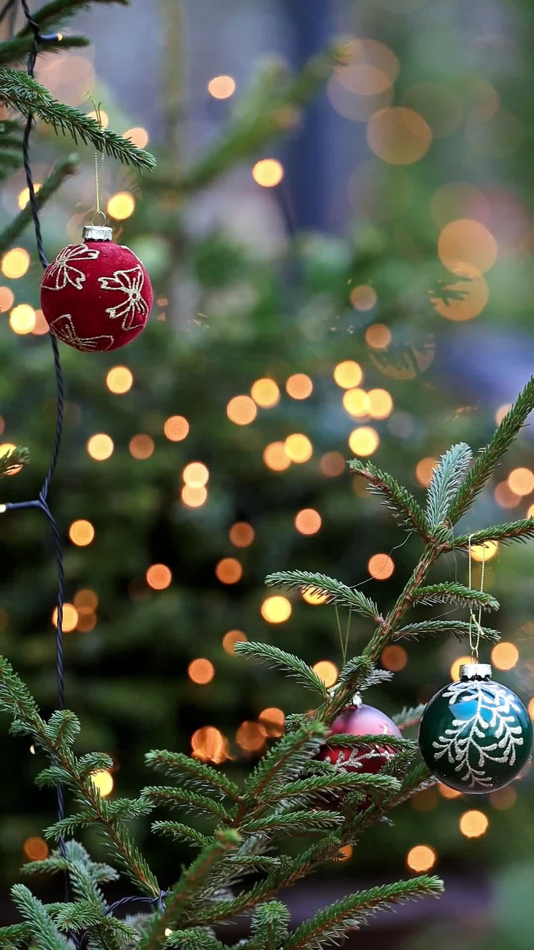 Festive Christmas Tree with Ornaments Free Stock Video Footage, Royalty ...