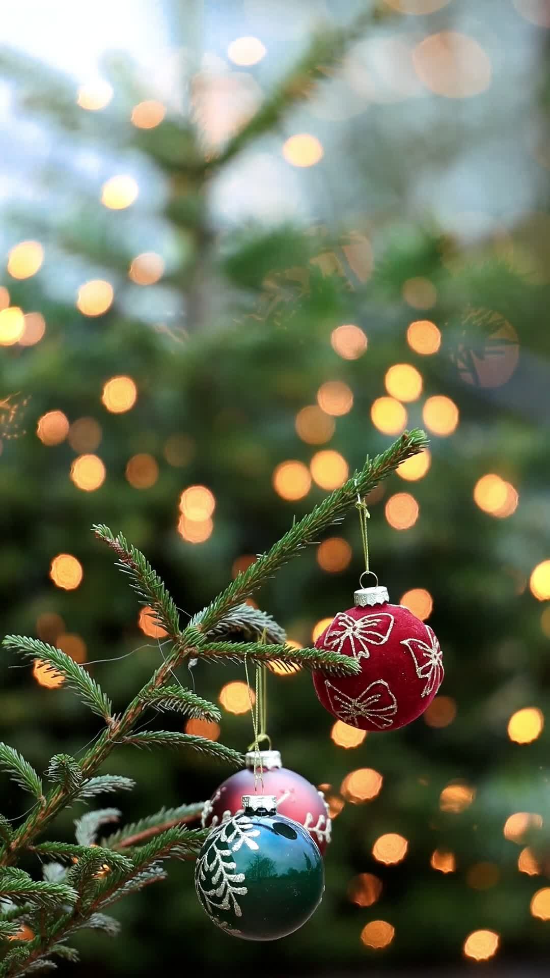 Festive Christmas Tree with Ornaments and Lights Free Stock Video ...