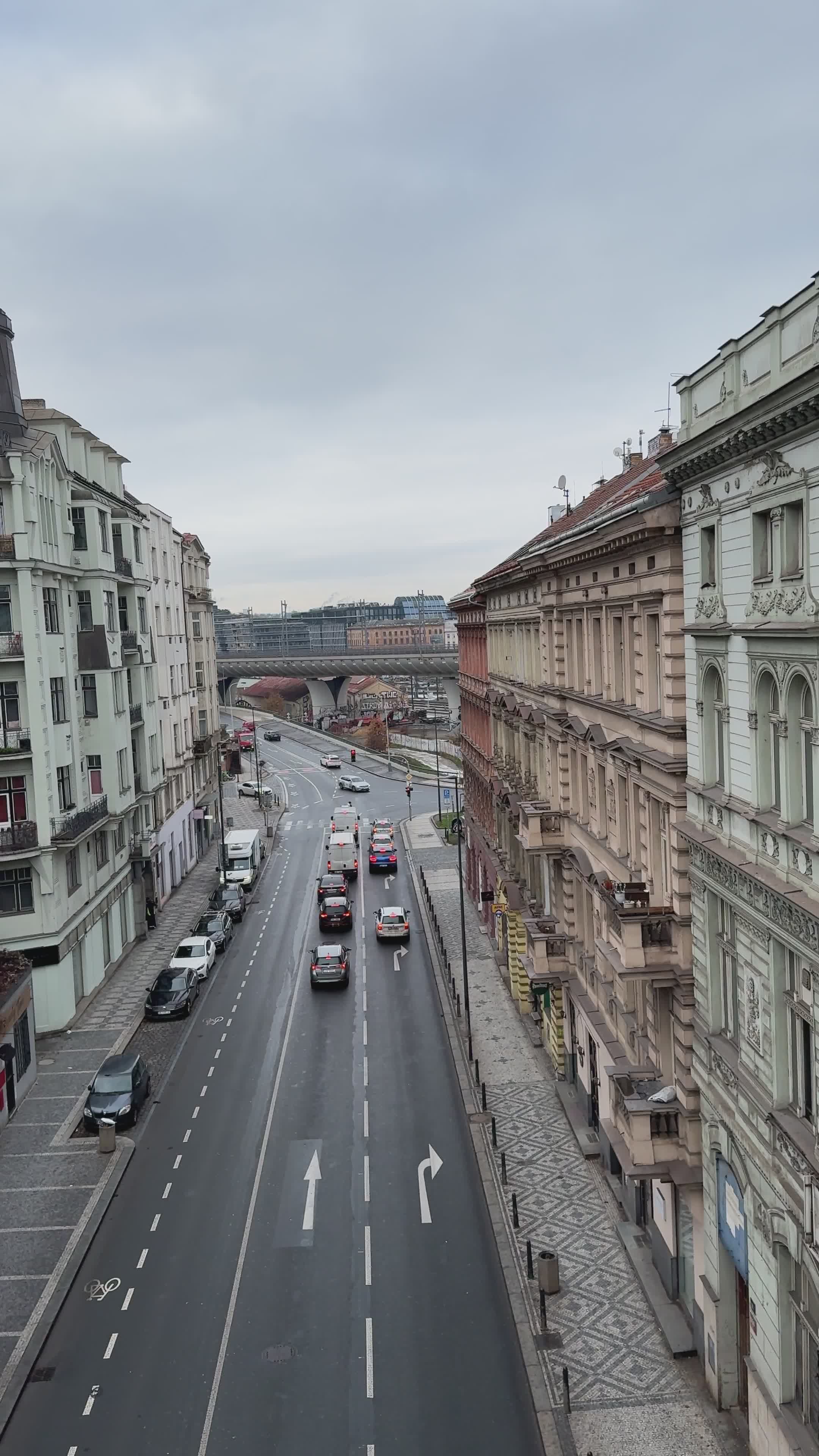 Aerial View of City Traffic on Overcast Street Free Stock Video Footage ...