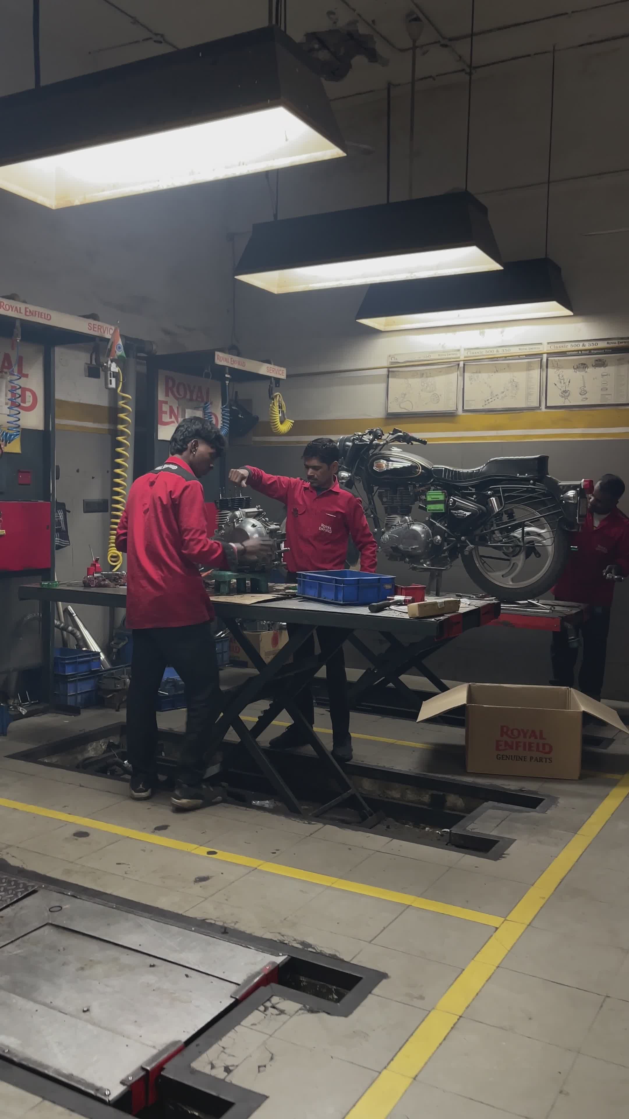 Mechanics in Workshop Repairing Motorcycle Free Stock Video Footage ...
