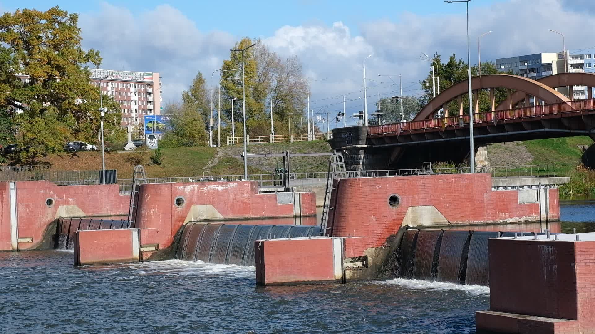 Urban Dam with Bridge in Autumn Setting Free Stock Video Footage ...