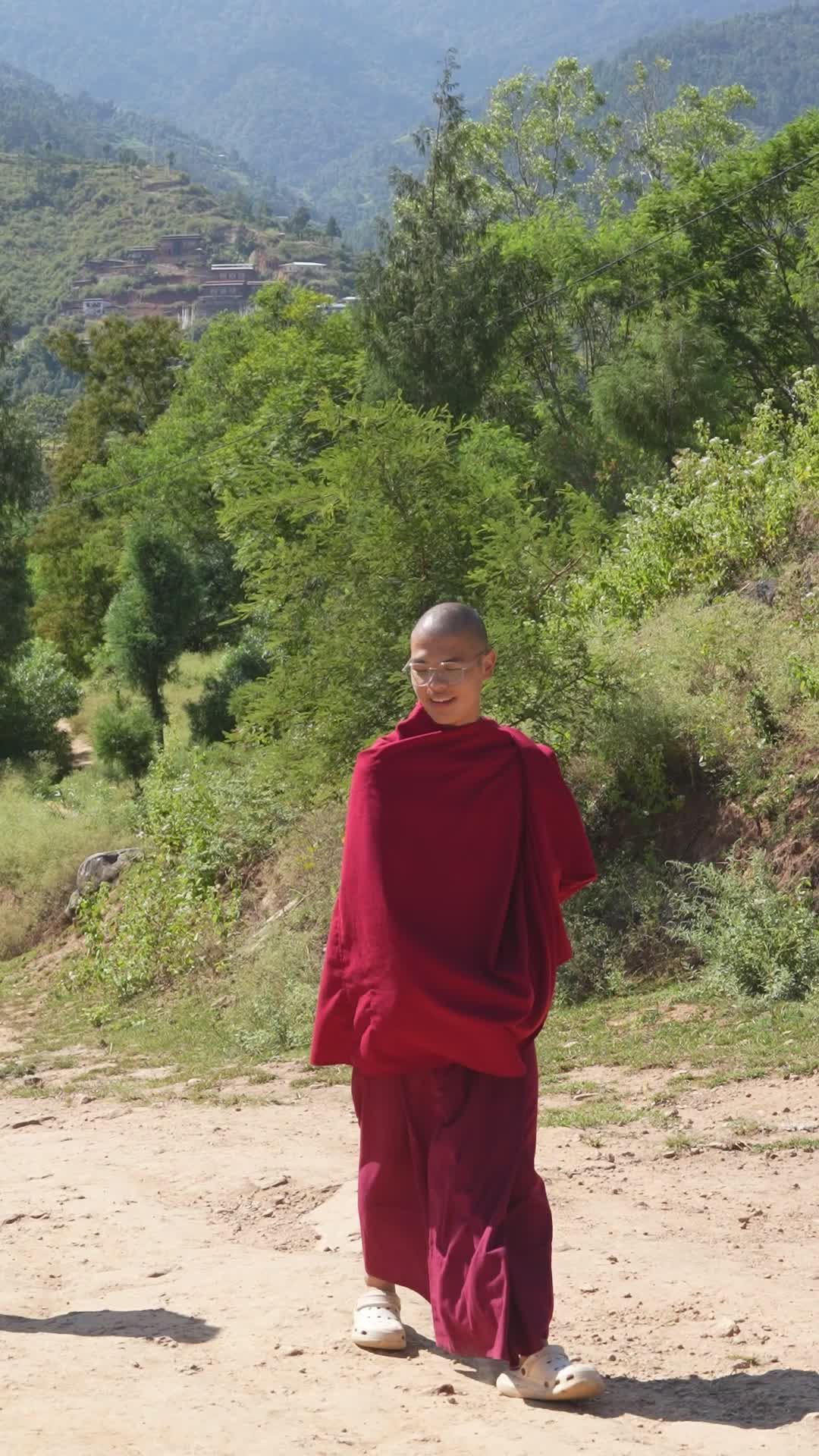 Monk Walking Peacefully in Nature Free Stock Video Footage, Royalty ...