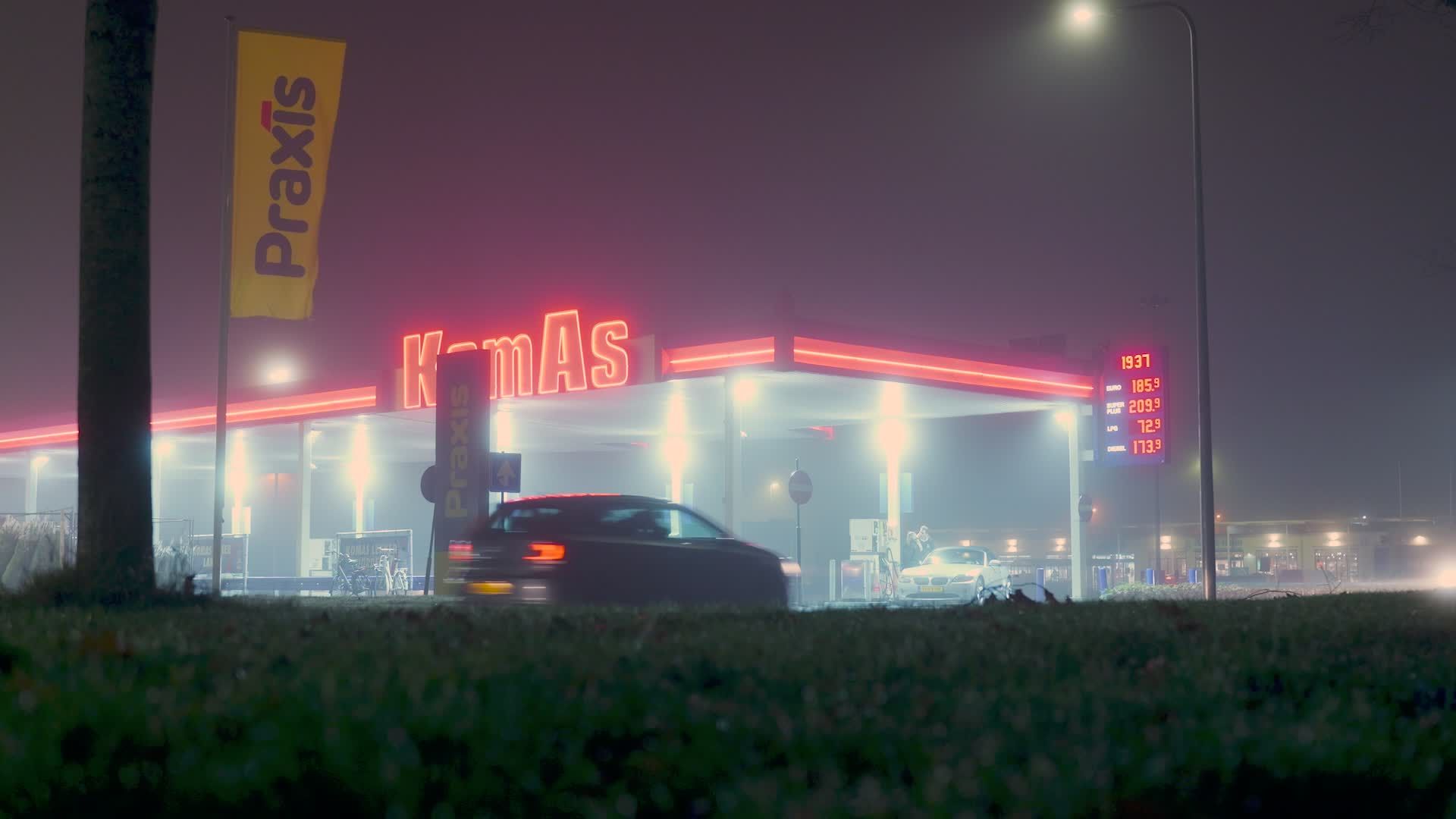 Nighttime Gas Station with Neon Lights Free Stock Video Footage ...