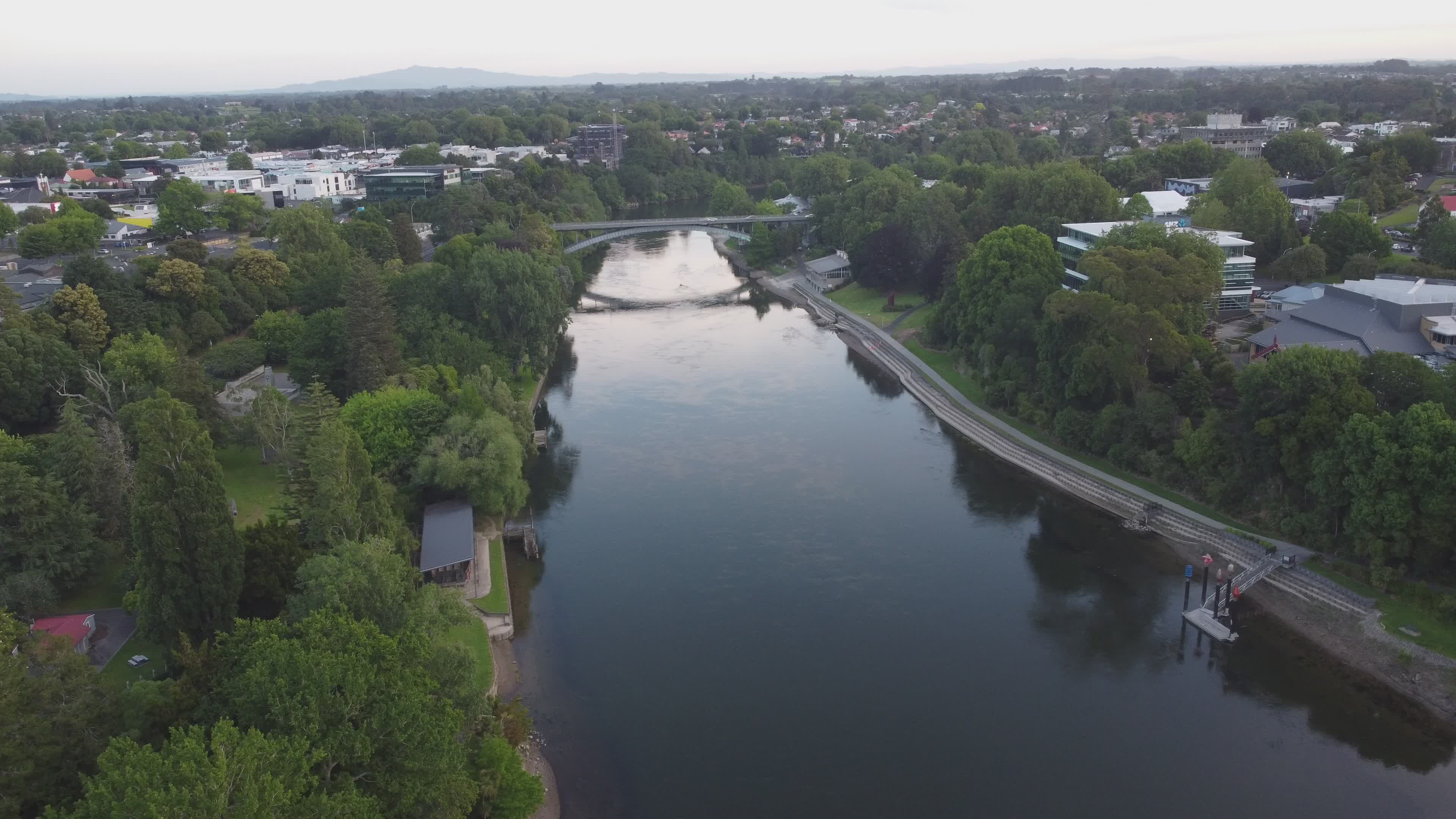 Aerial View of Hamilton City and Waikato River Free Stock Video Footage ...