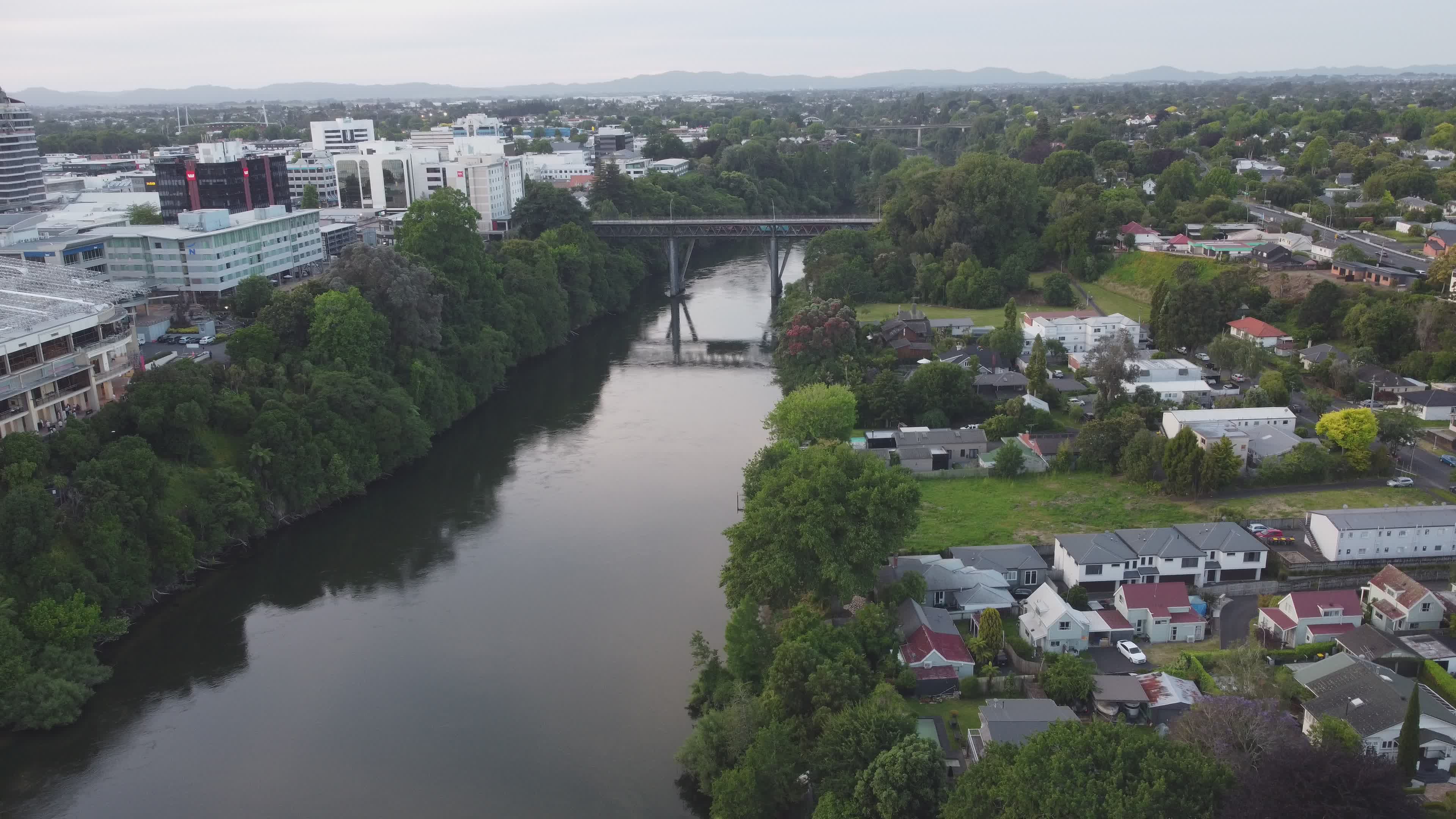 Aerial View of Hamilton City and Waikato River Free Stock Video Footage ...