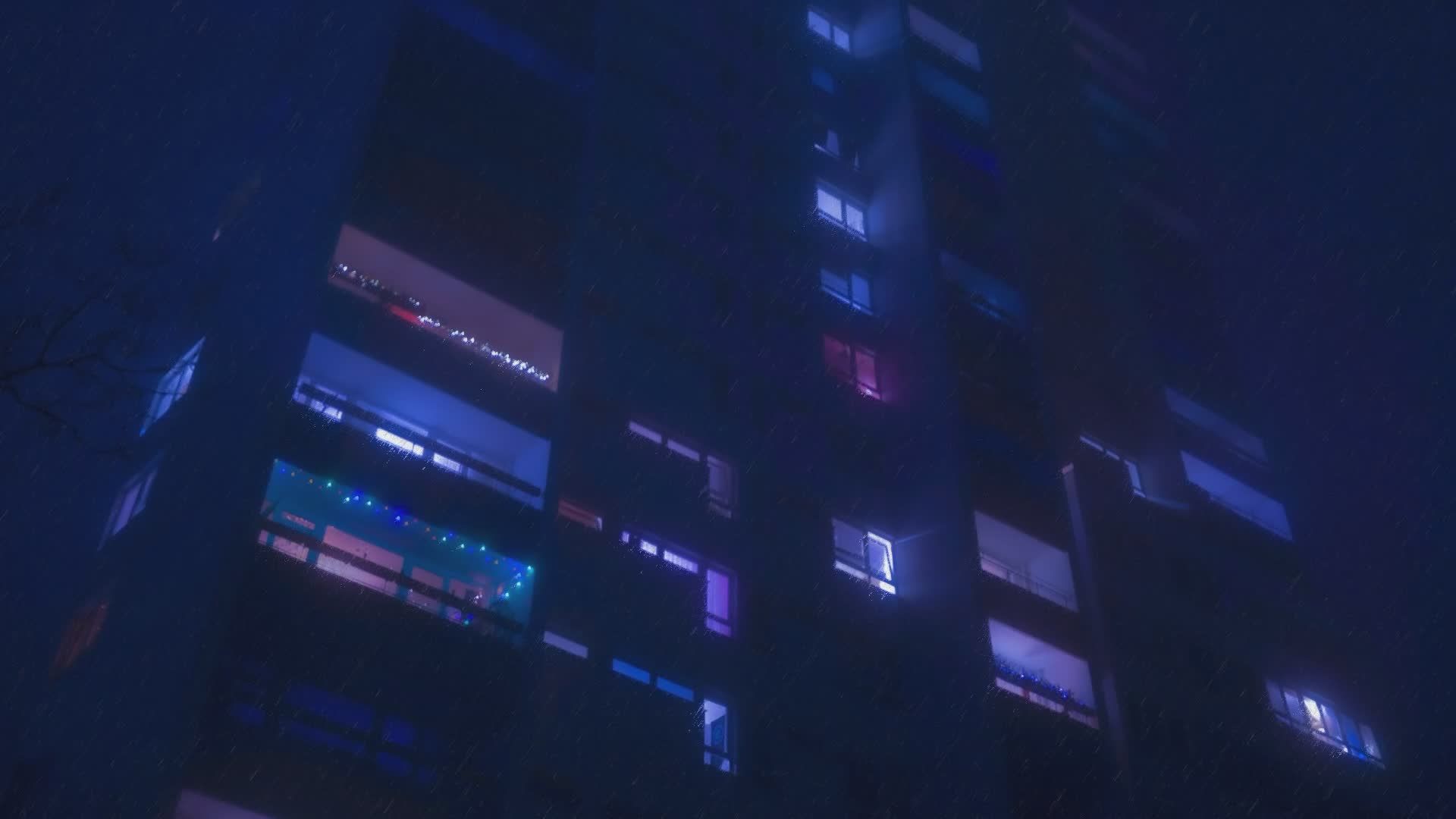 Mysterious Urban Building Illuminated at Night Free Stock Video Footage ...
