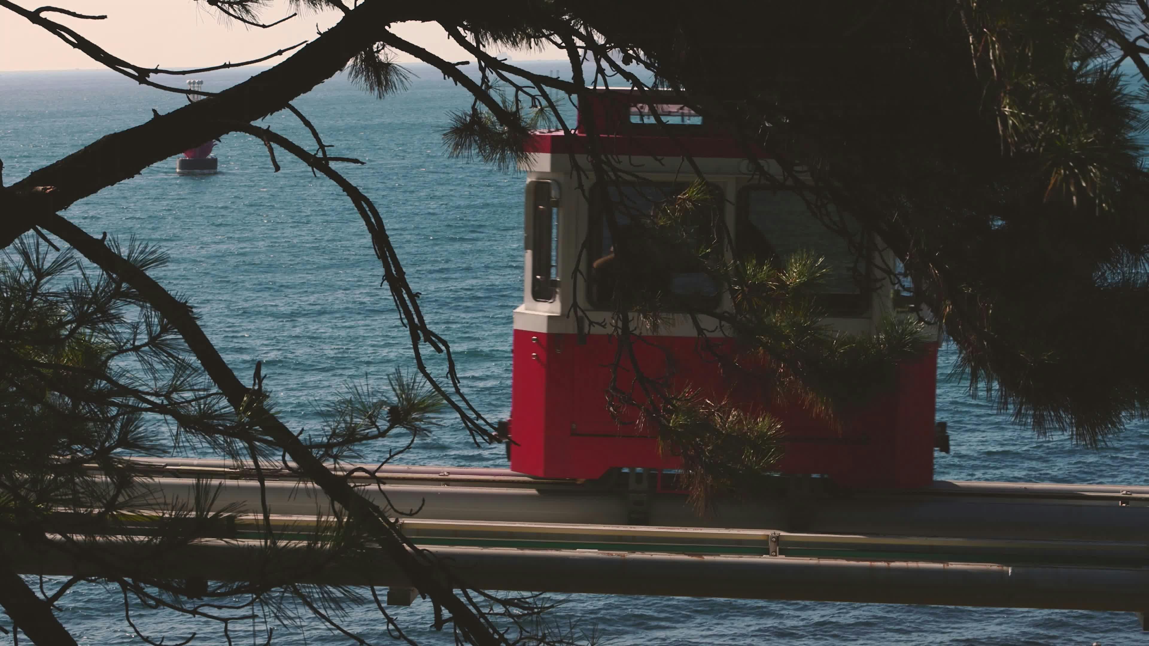 Scenic Cable Car Ride over Blue Seascape Free Stock Video Footage ...