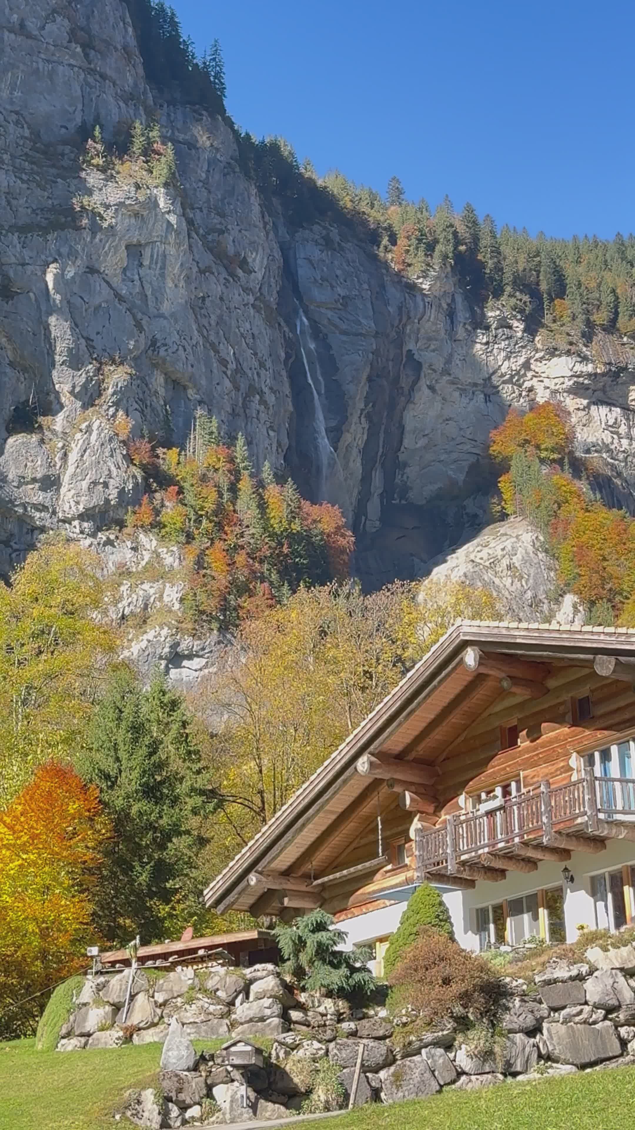 Charming Alpine Chalet in Fall Landscape Free Stock Video Footage ...