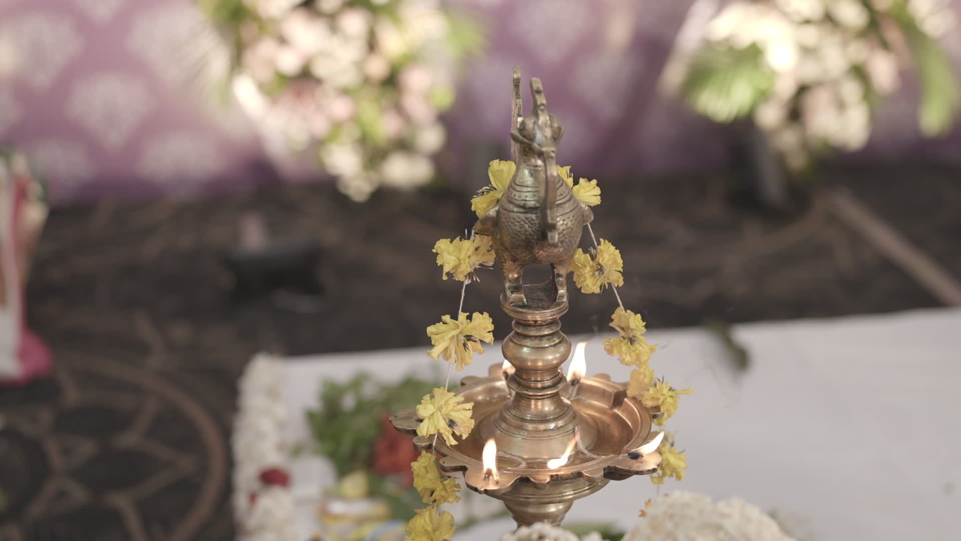 Traditional Oil Lamp at Indian Wedding Ceremony Free Stock Video ...