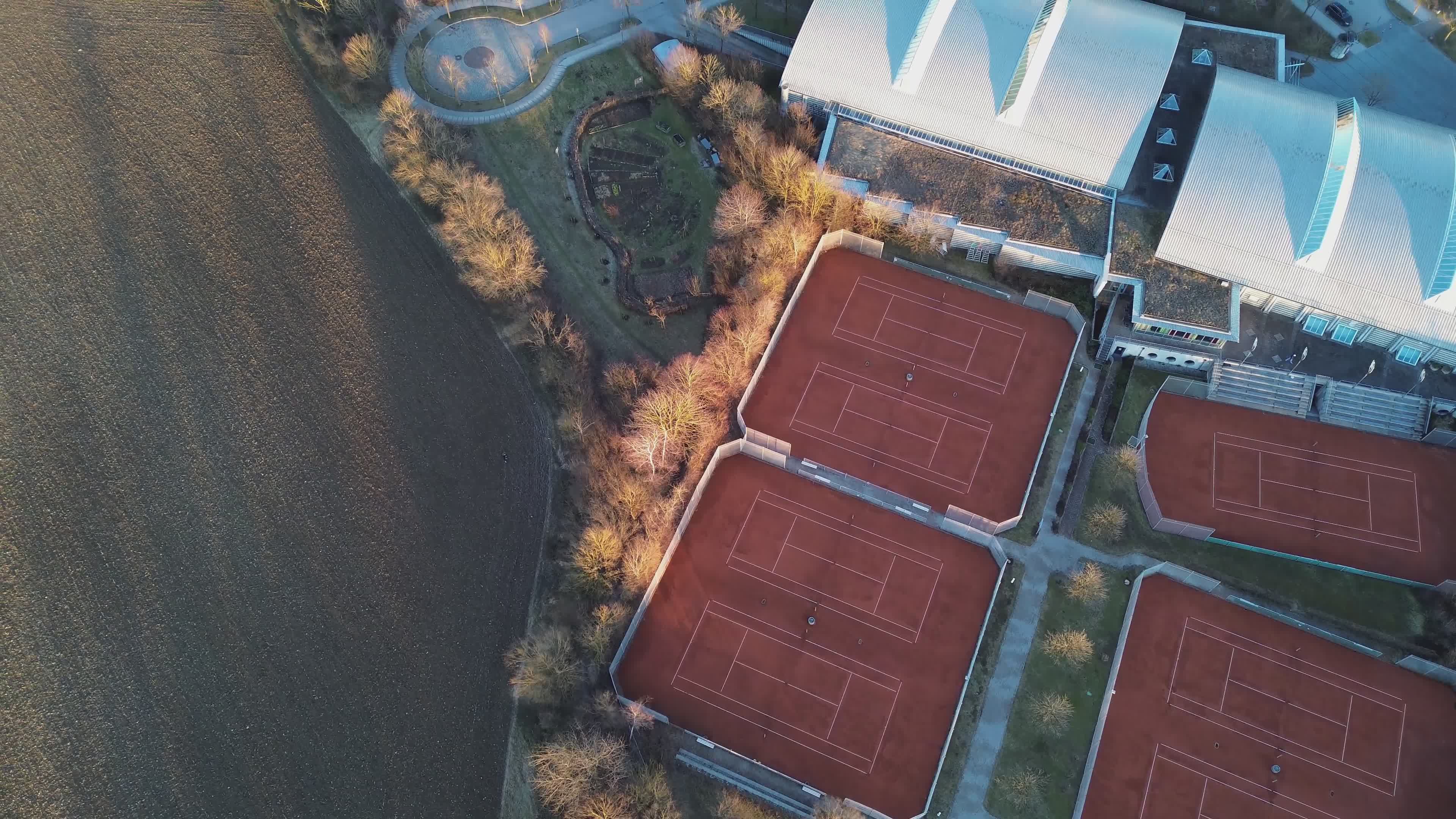 Aerial View of Tennis Courts and Urban Landscape Free Stock Video ...