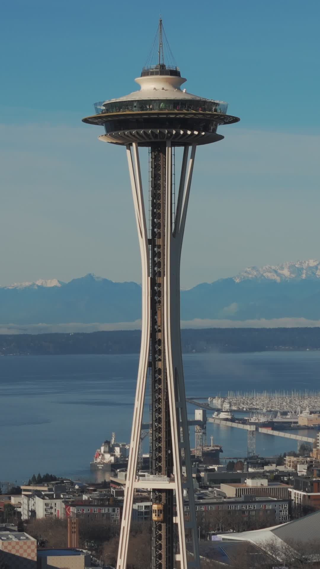 Aerial View of Seattle's Iconic Space Needle Free Stock Video Footage ...