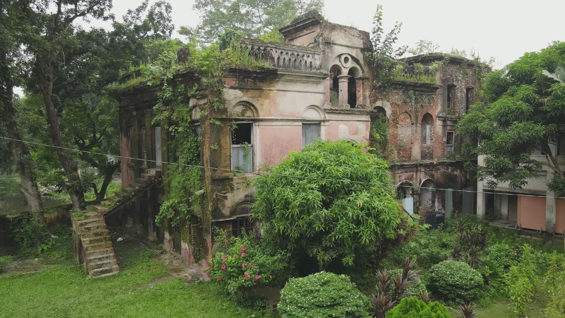 Drone View of Historical Tangail Palace Ruins Free Stock Video Footage ...