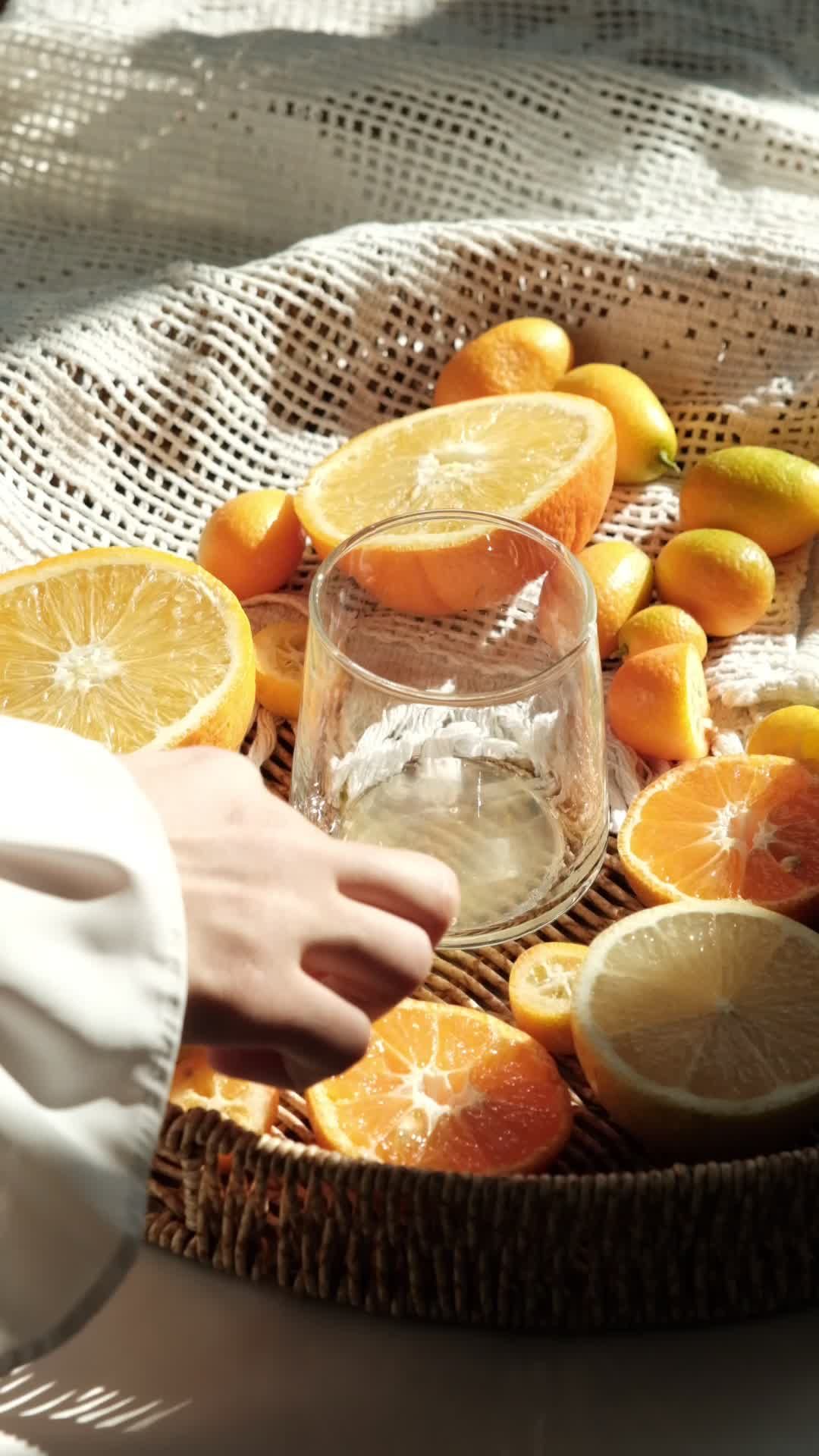 Refreshing Citrus Drink with Freshly Squeezed Juice Free Stock Video ...