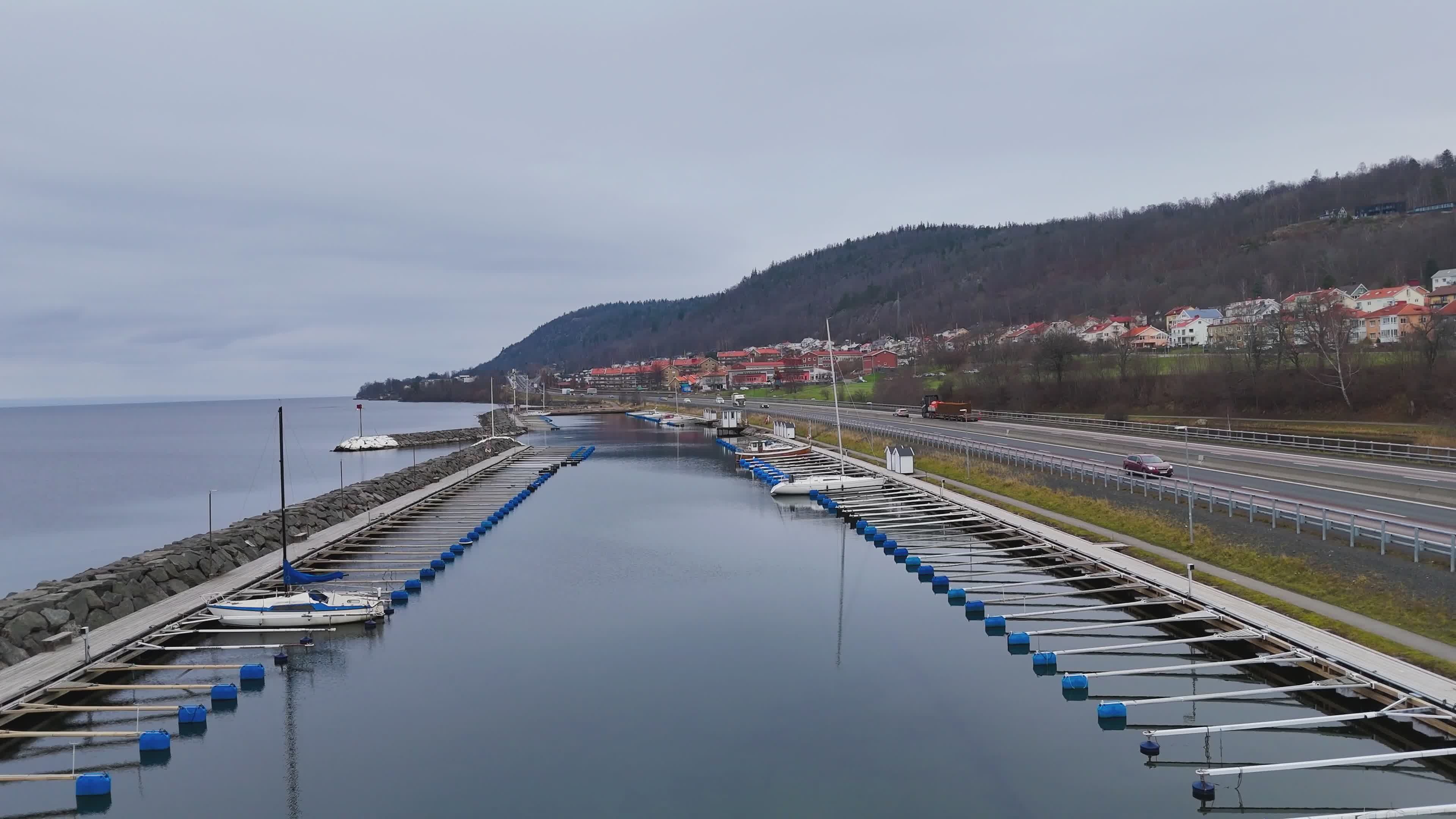 Aerial View of Swedish Harbor in Jönköping Free Stock Video Footage ...