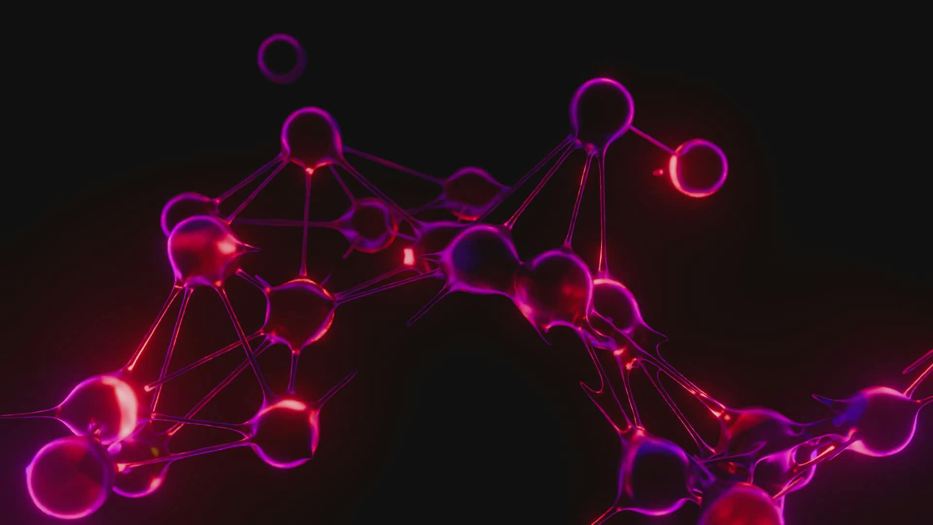 Futuristic Neon Glowing Molecular Structure Animation Free Stock Video ...
