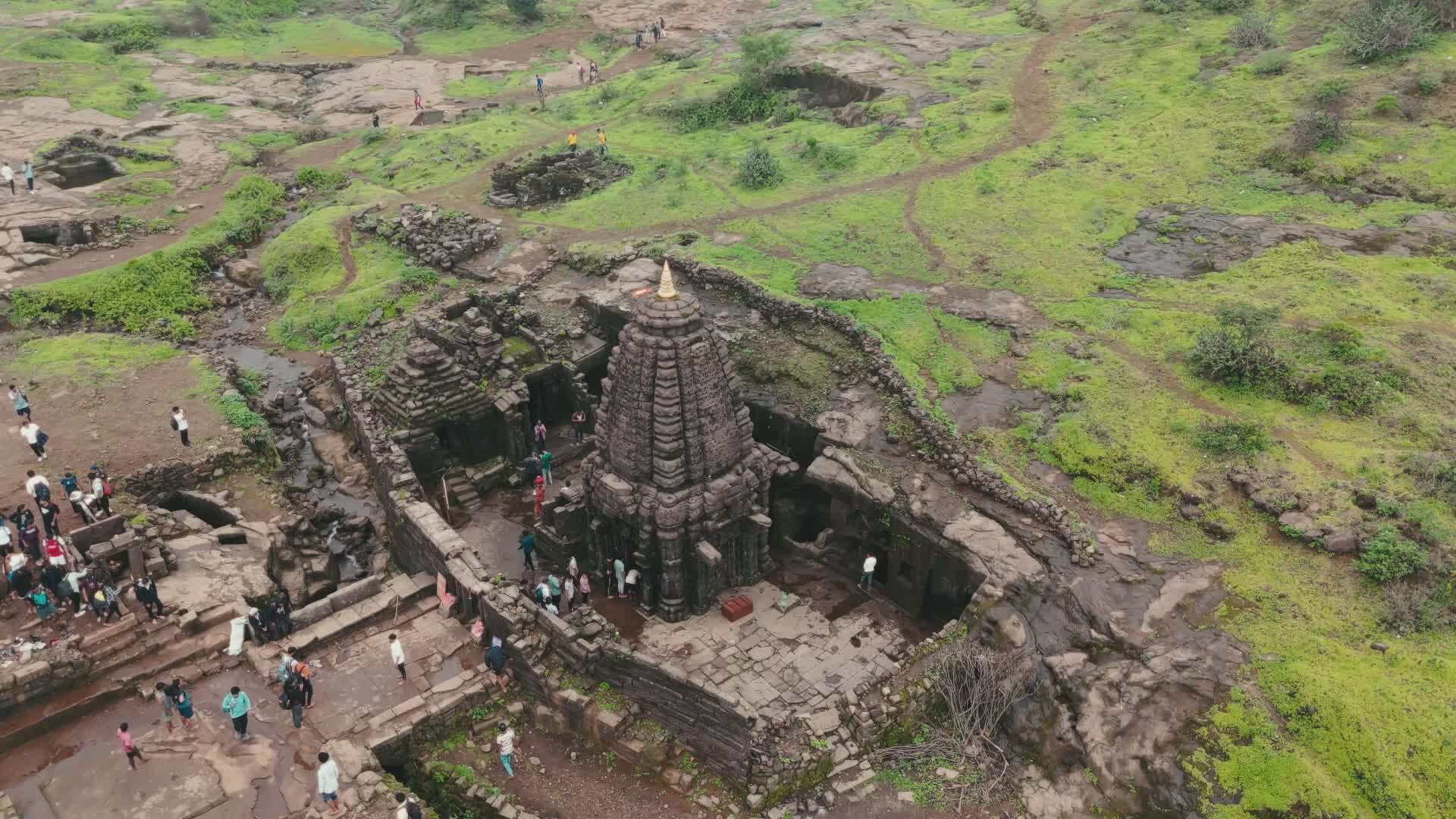 Aerial View of Ancient Hindu Temple in India Free Stock Video Footage ...