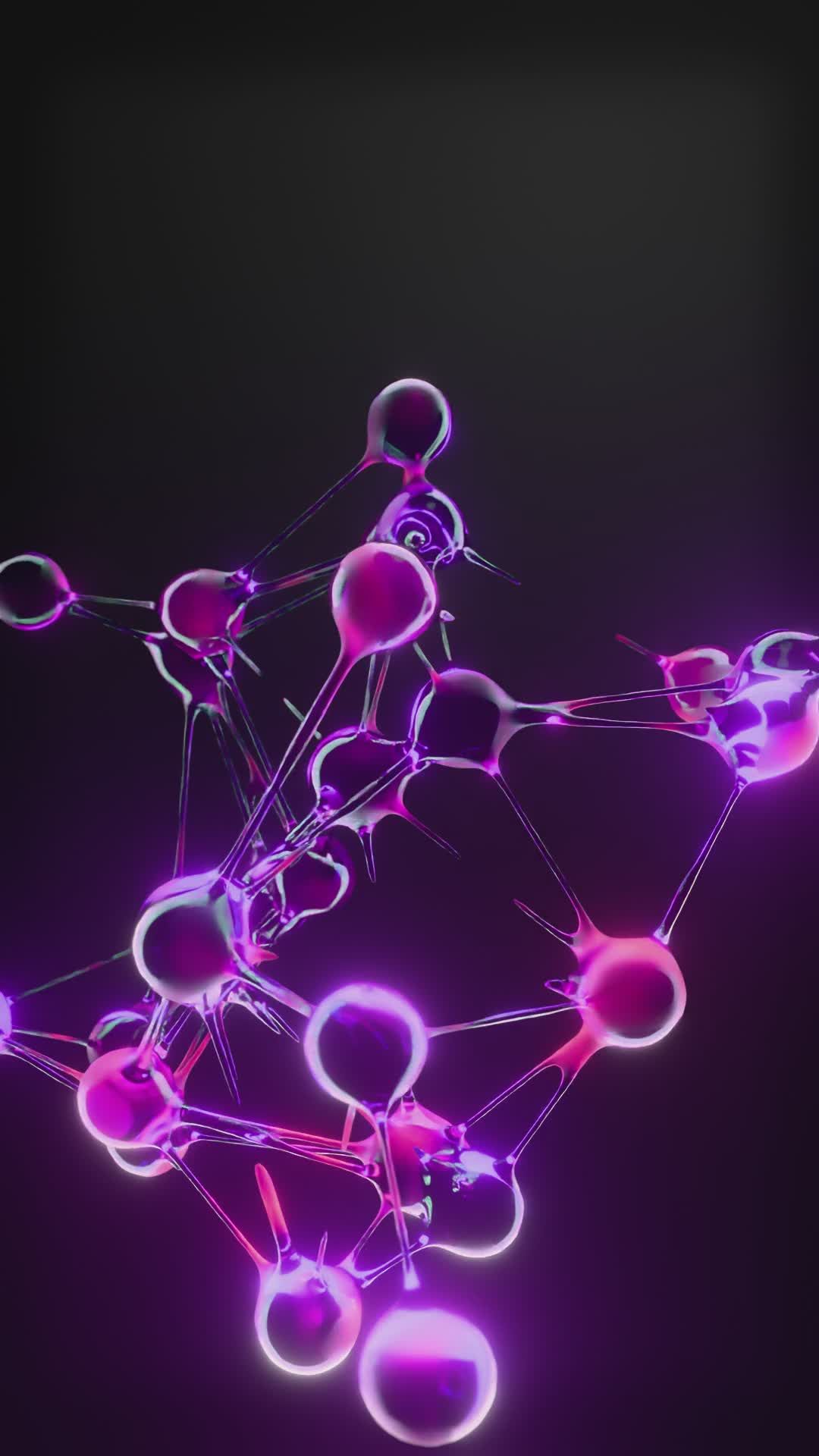 Mesmerizing Neon Molecular Structure Animation Free Stock Video Footage ...