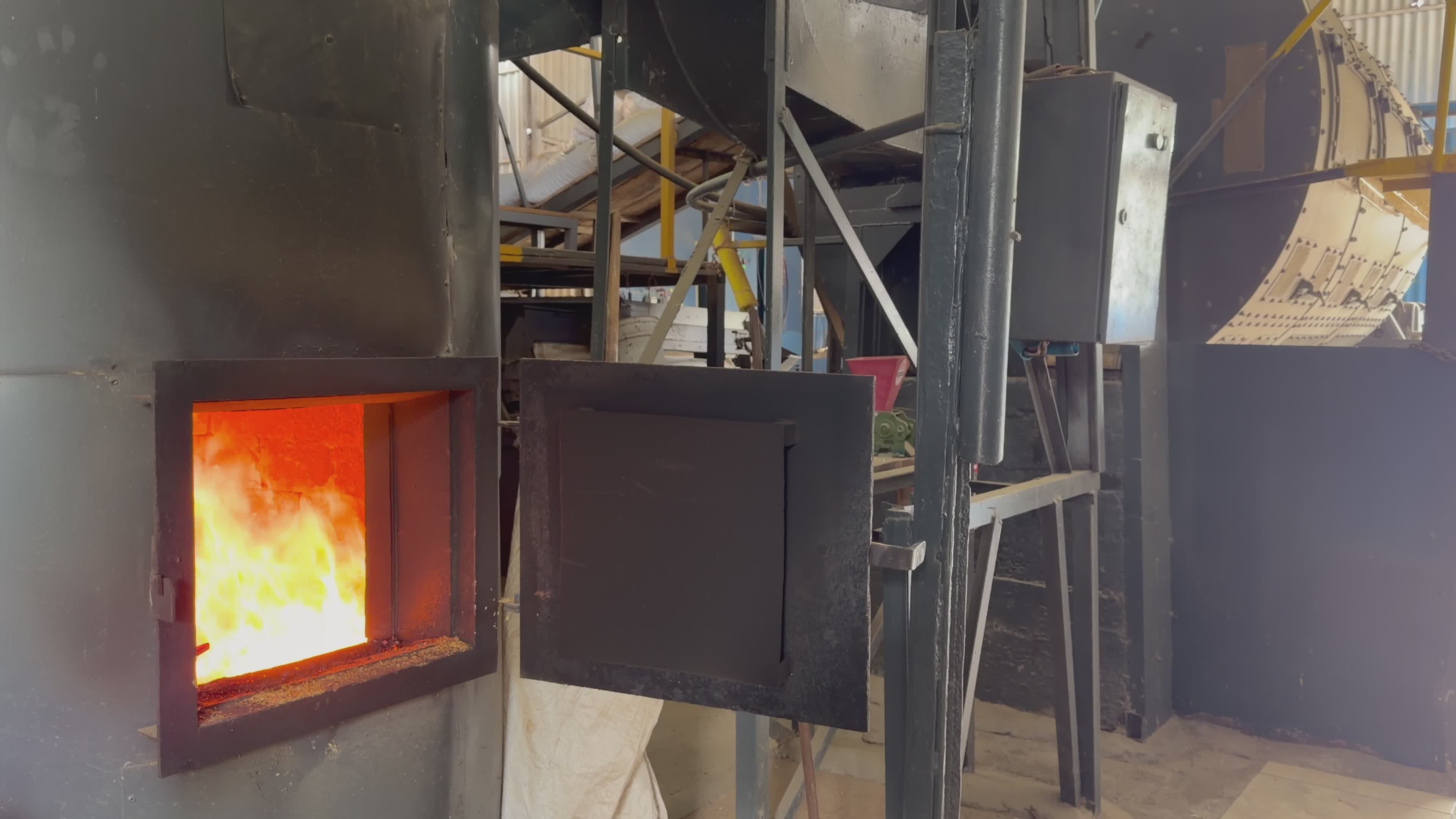 Industrial Furnace with Blazing Fire Indoors Free Stock Video Footage ...
