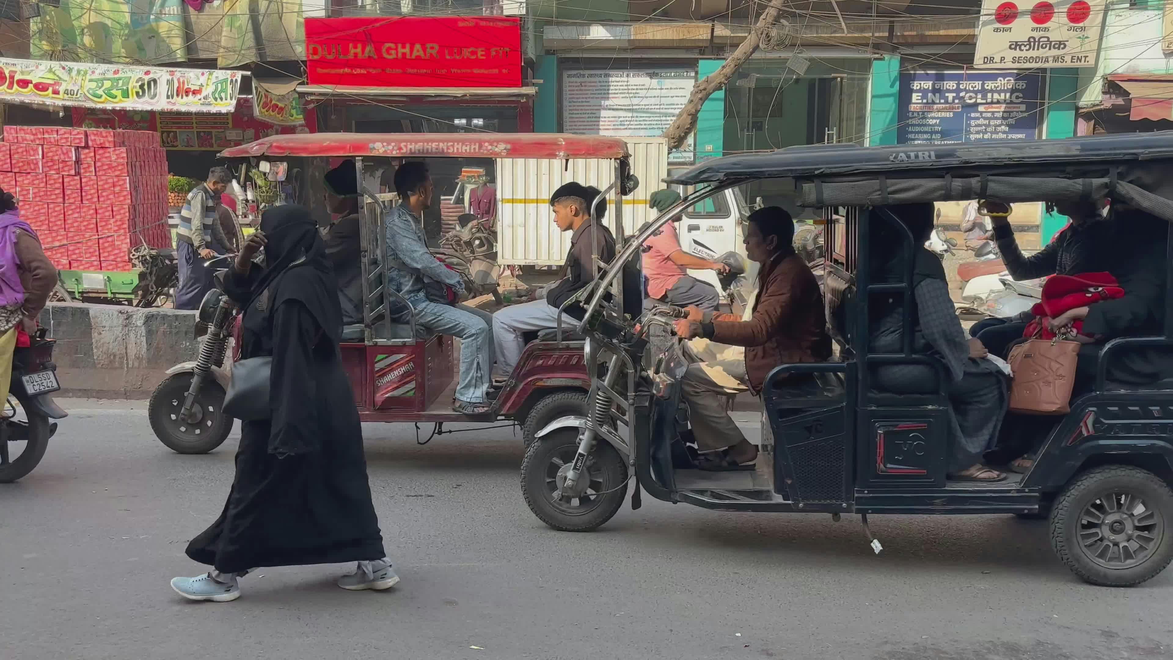 Bustling Street Life with Rickshaws in India Free Stock Video Footage ...