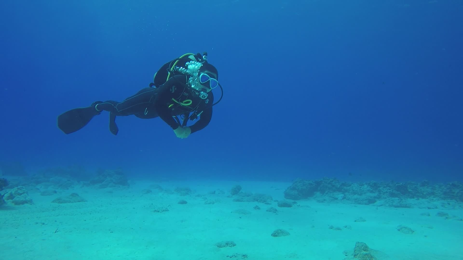 Scuba Diver Exploring the Ocean Depths Free Stock Video Footage ...