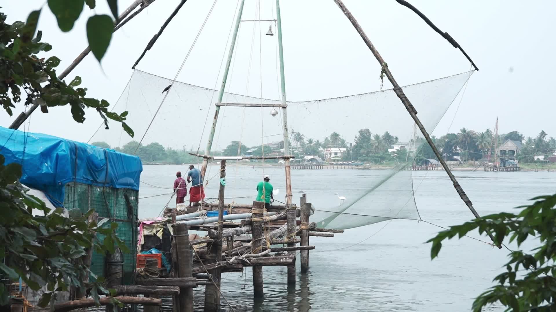 Traditional Fishing Nets in Kerala Backwaters Free Stock Video Footage ...