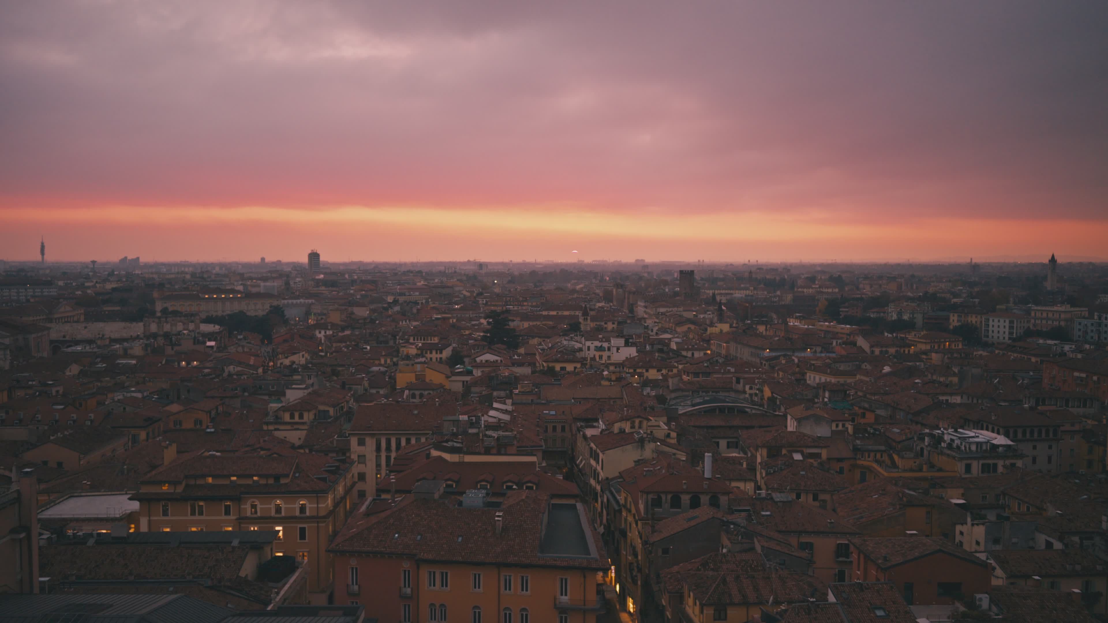 Dramatic Sunset Over Cityscape Rooftops Free Stock Video Footage ...