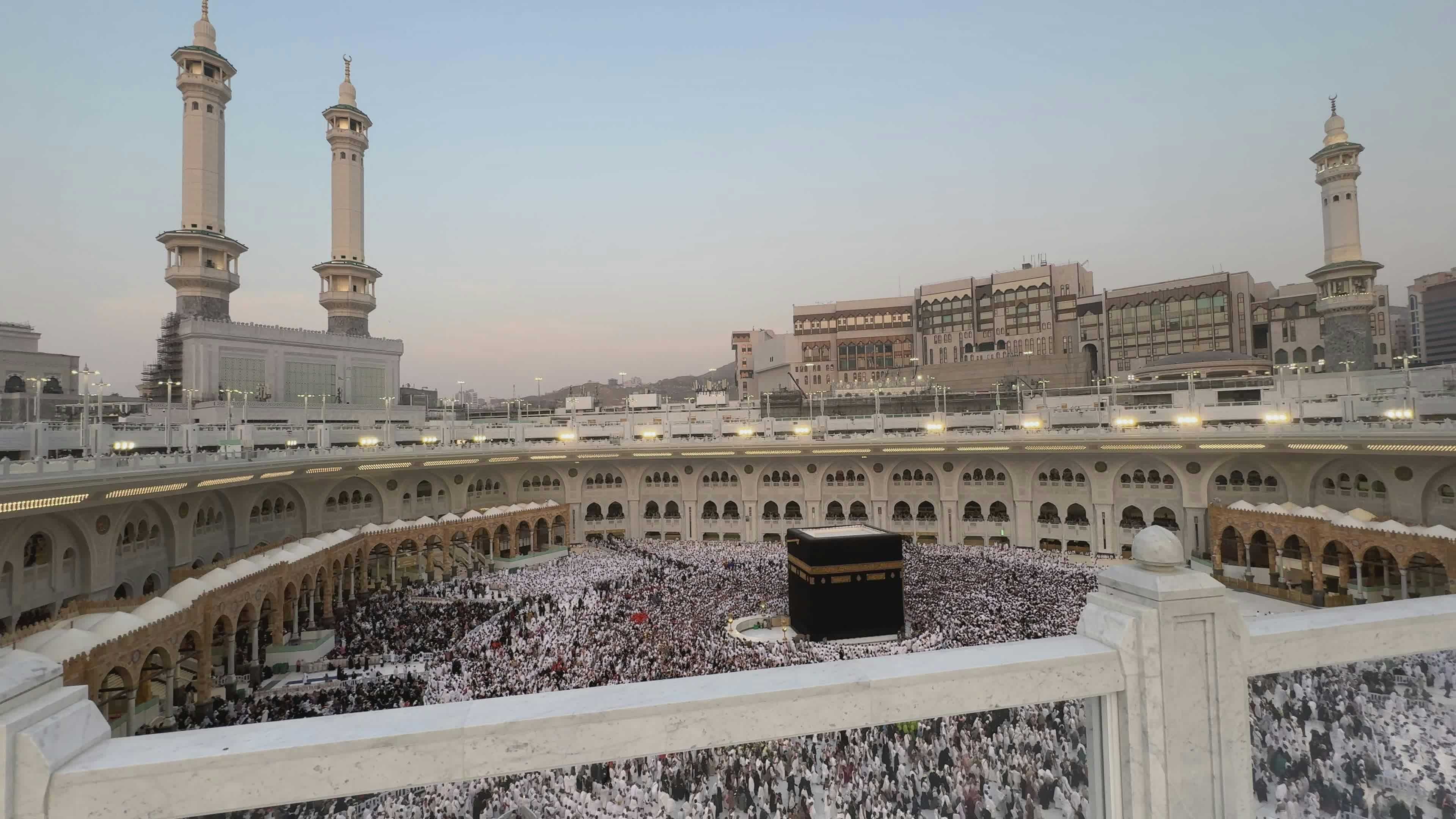 Aerial View of Kaaba in Mecca at Sunrise Free Stock Video Footage ...