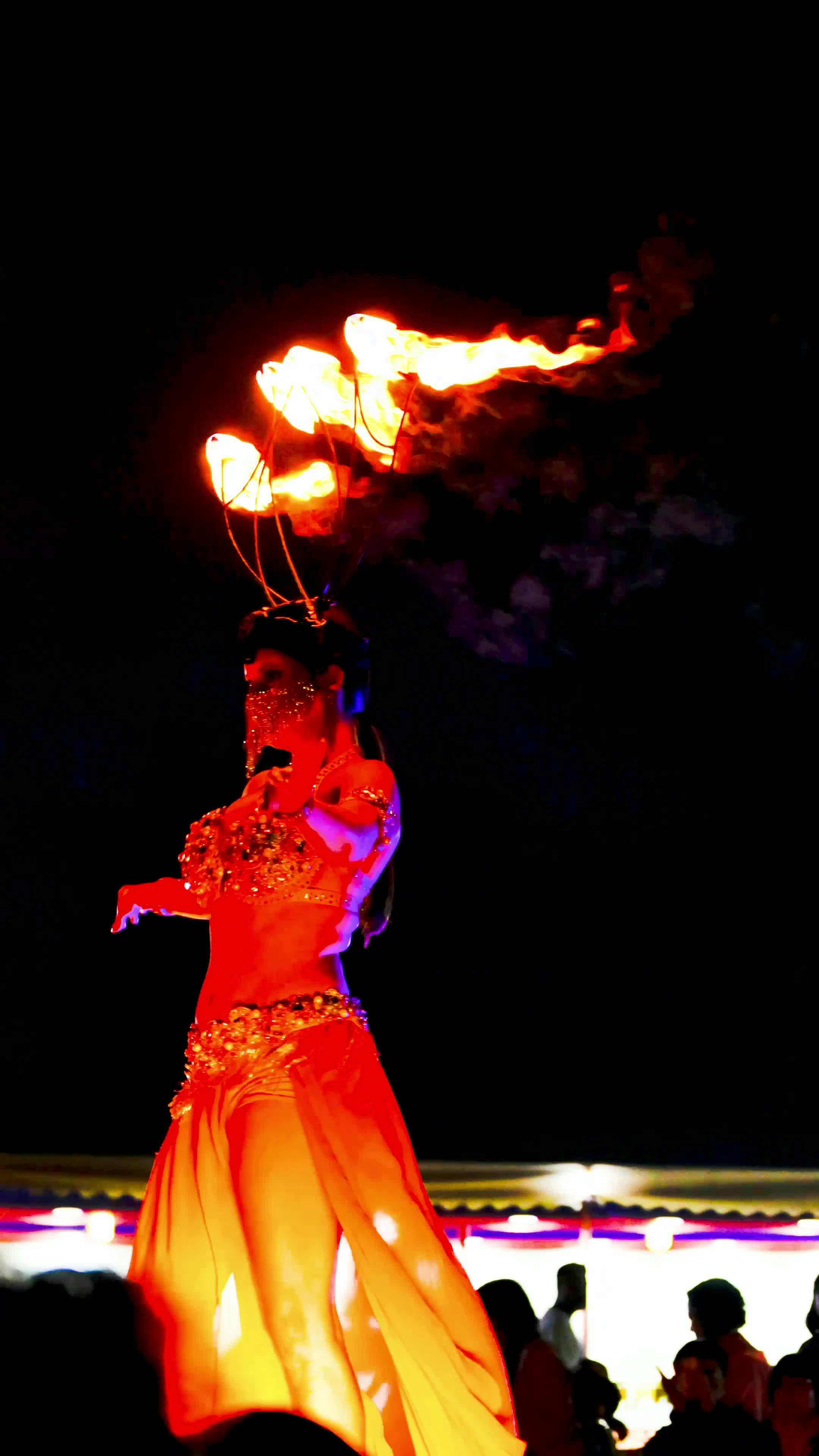 Mesmerizing Fire Belly Dance Performance Free Stock Video Footage ...