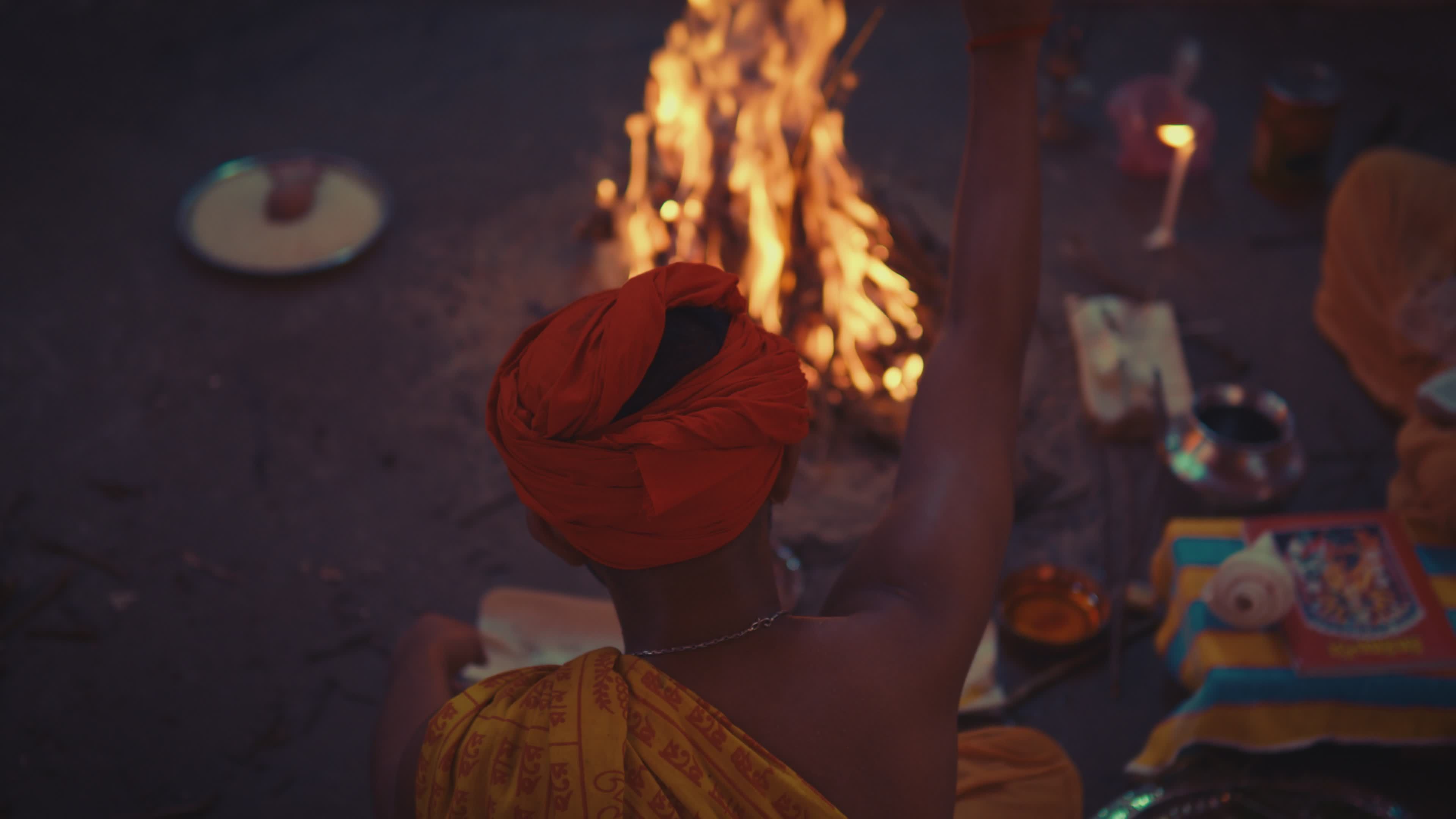 Traditional Ritual by Fire at Night Free Stock Video Footage, Royalty ...
