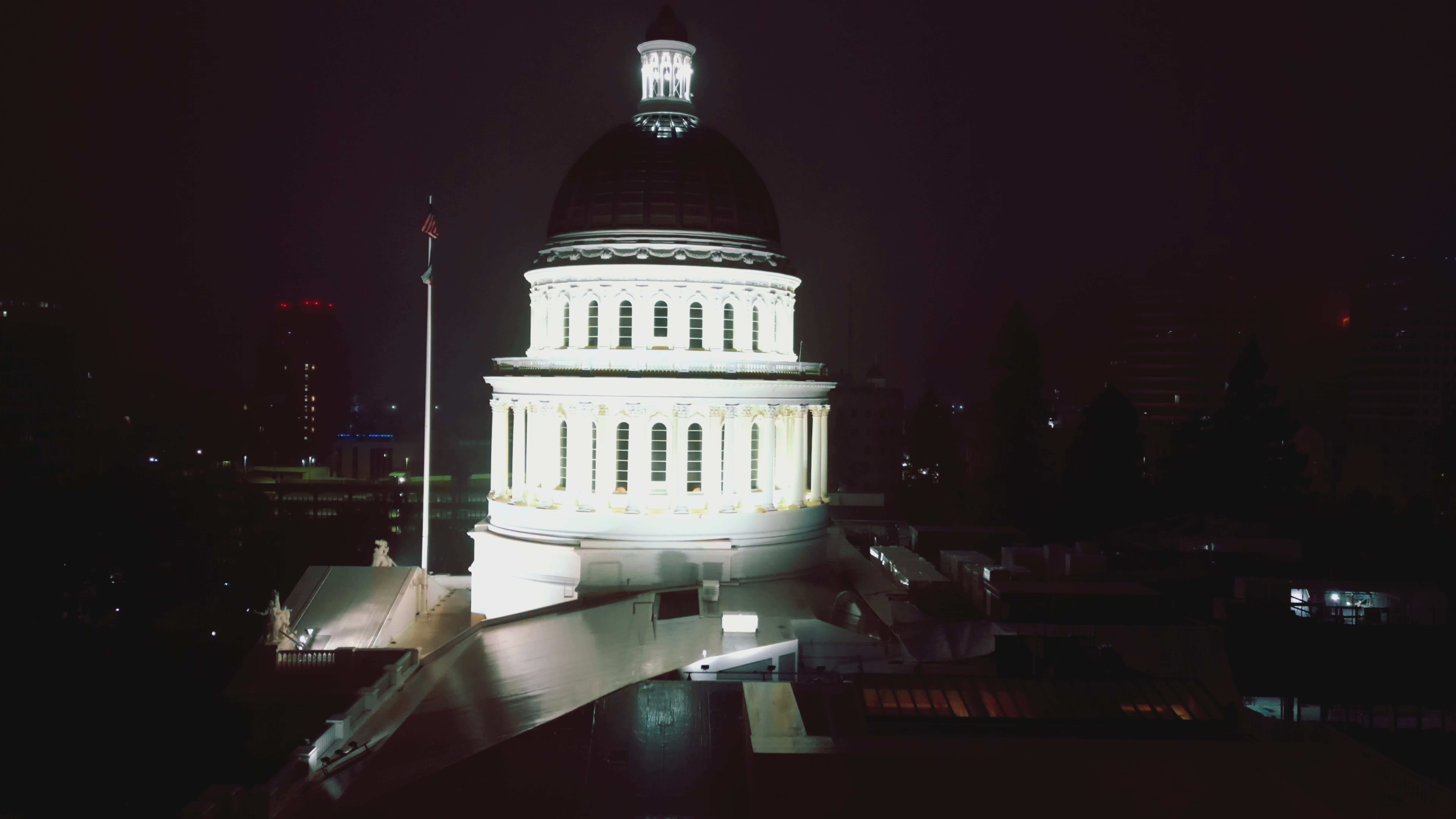Nighttime Aerial View of Capitol Building Free Stock Video Footage ...