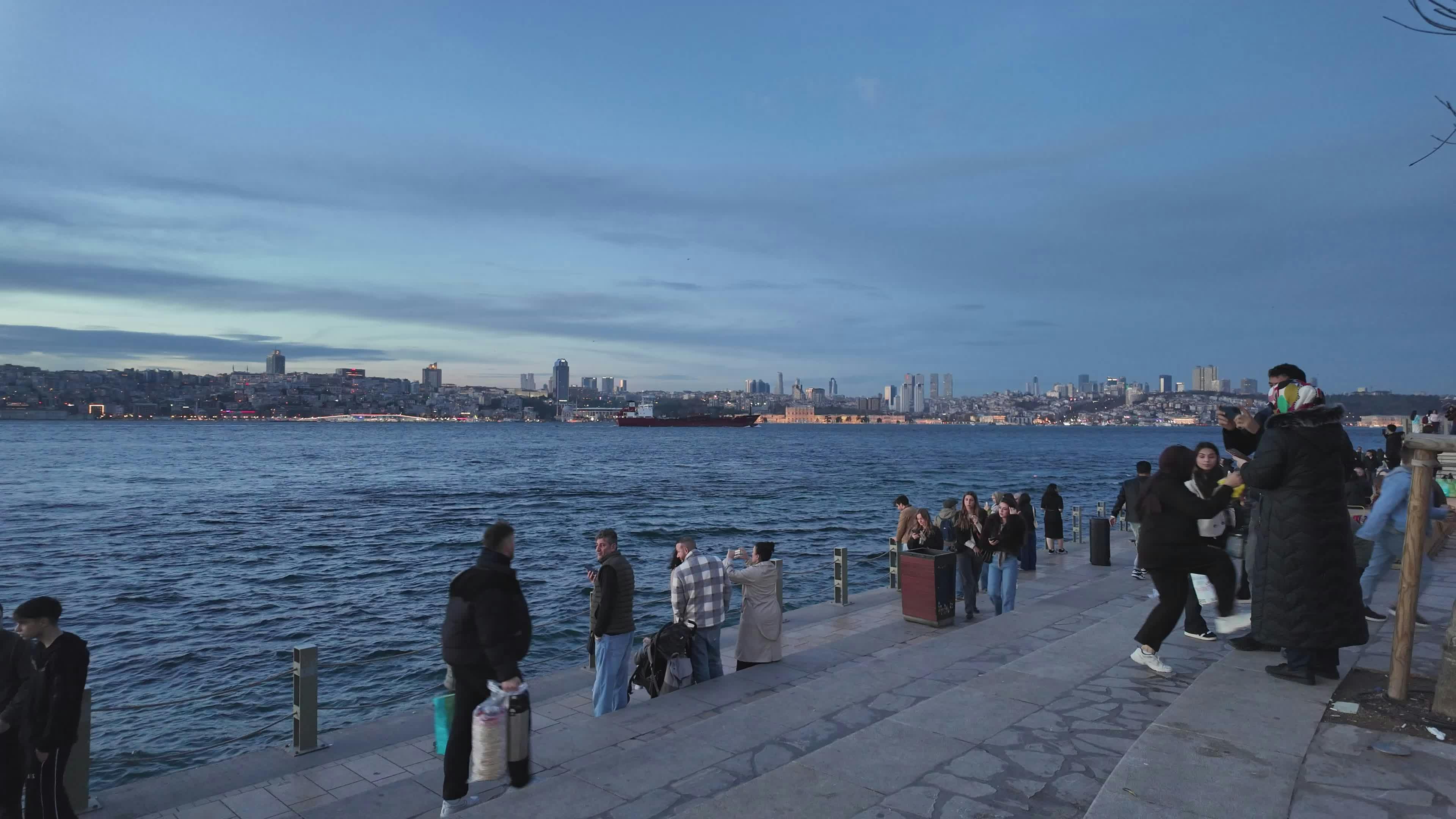 Sunset View of Istanbul's Busy Waterfront Free Stock Video Footage ...
