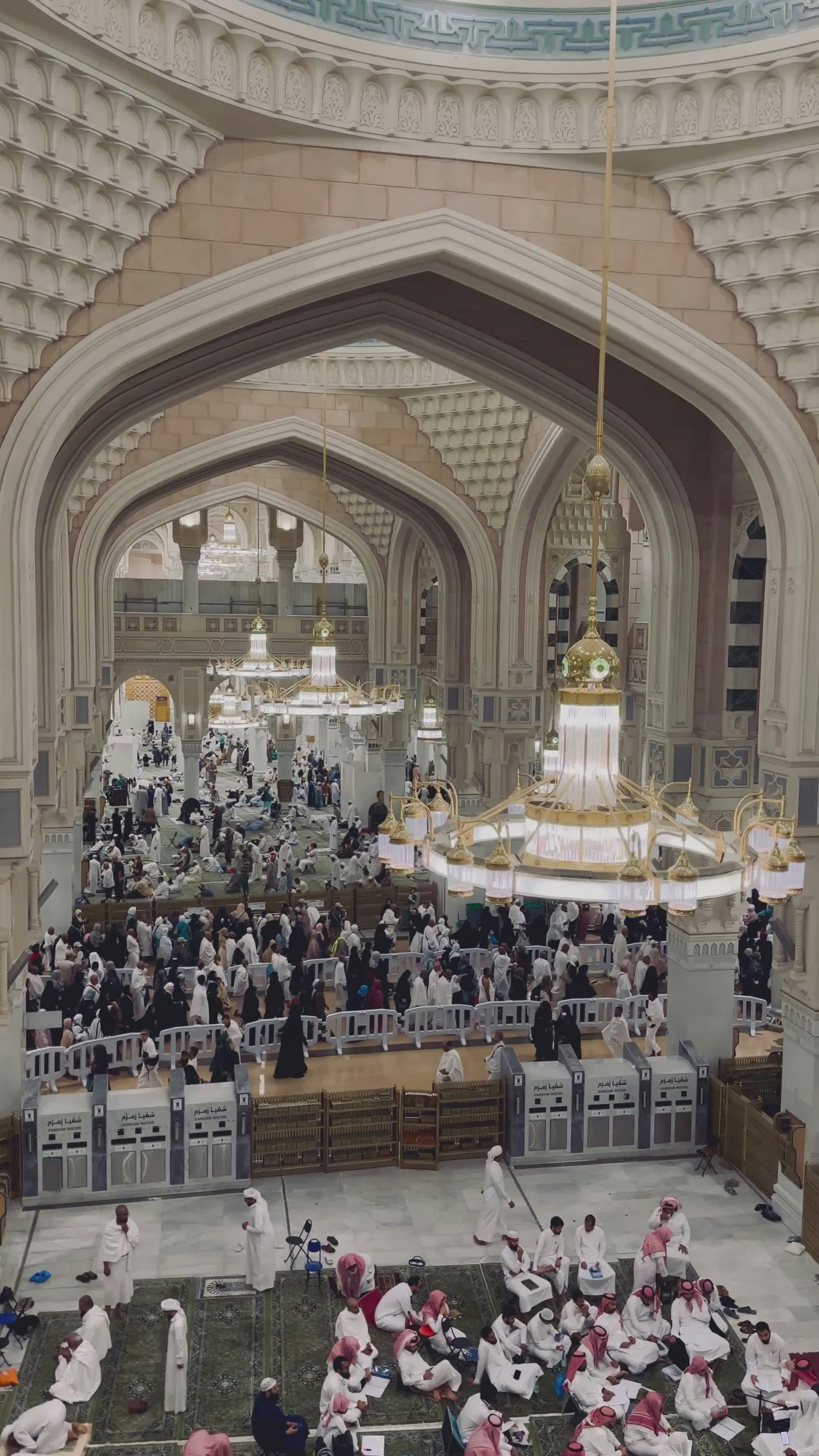 Grand Mosque Interior with Devoted Worshippers Free Stock Video Footage ...