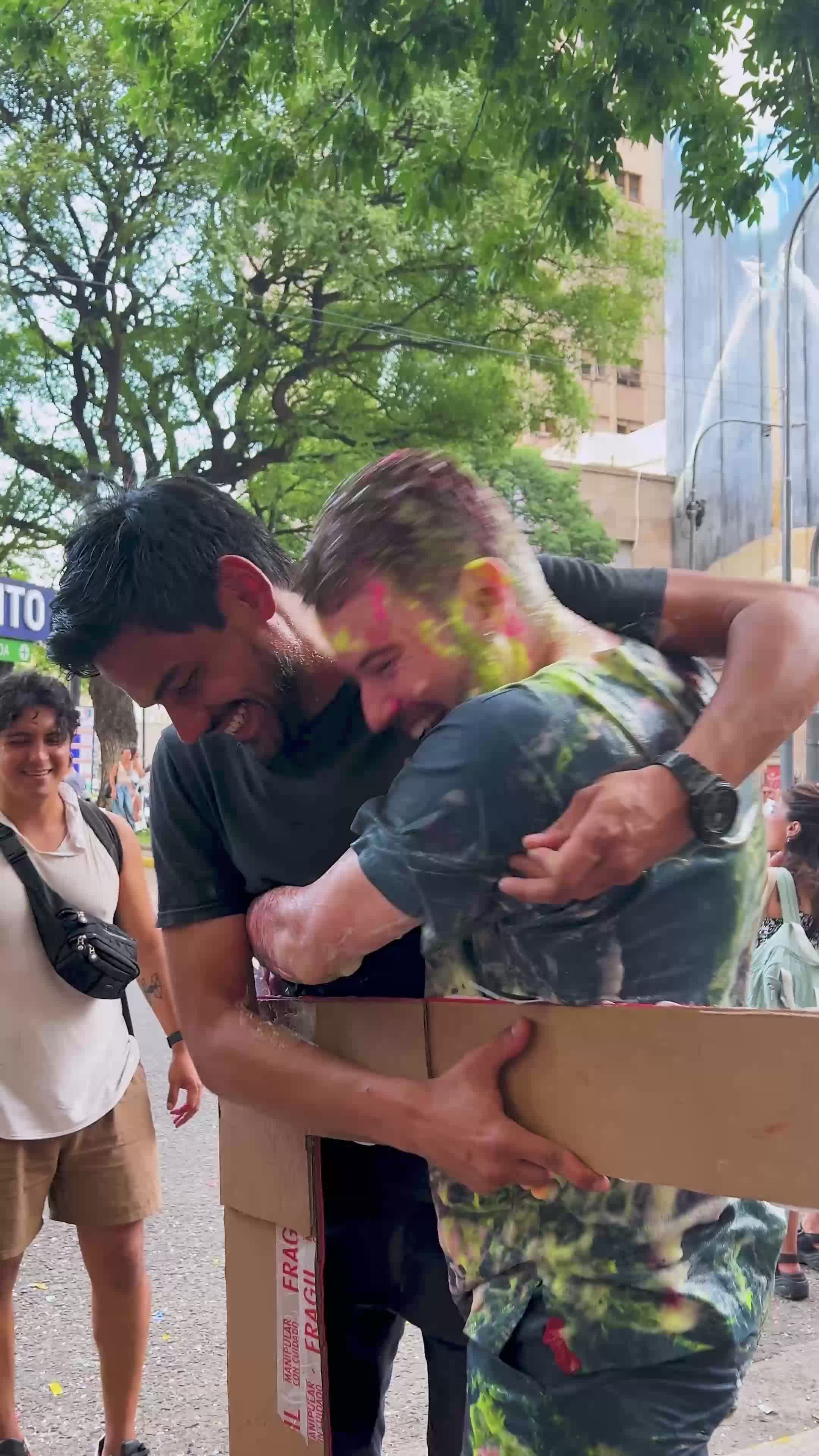 Joyful Street Hug Captured on a Sunny Day Free Stock Video Footage ...