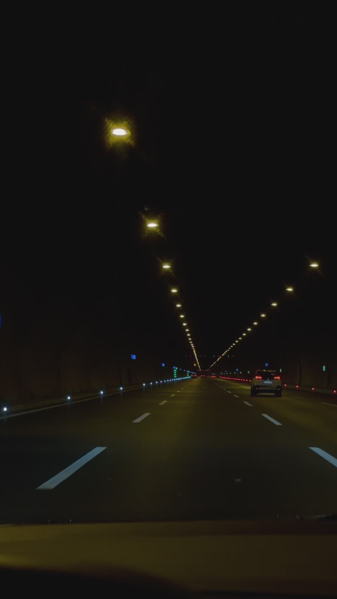 Night Drive Through Illuminated Tunnel Free Stock Video Footage ...