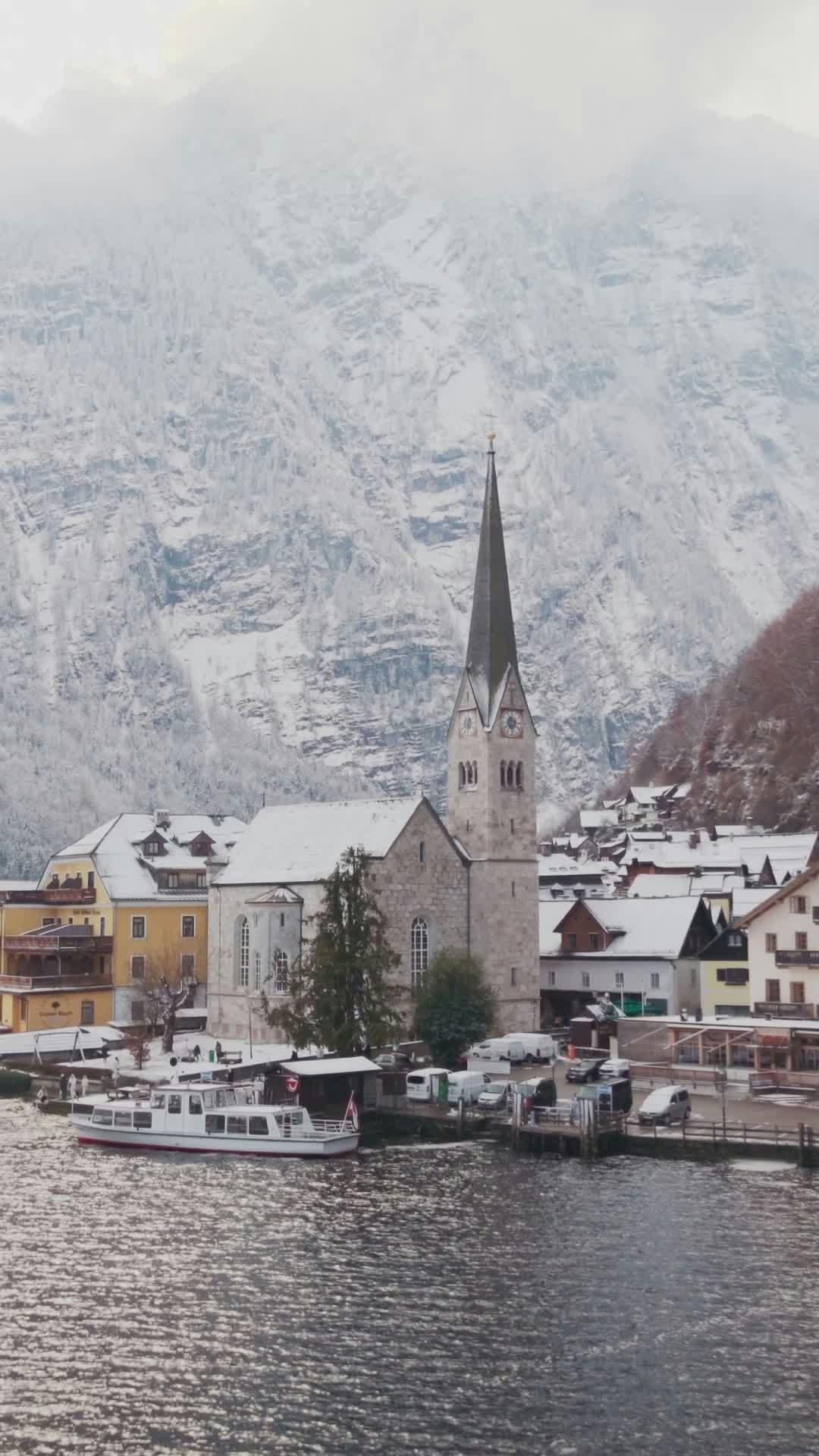 Picturesque Winter Scene in Hallstatt Austria Free Stock Video Footage ...