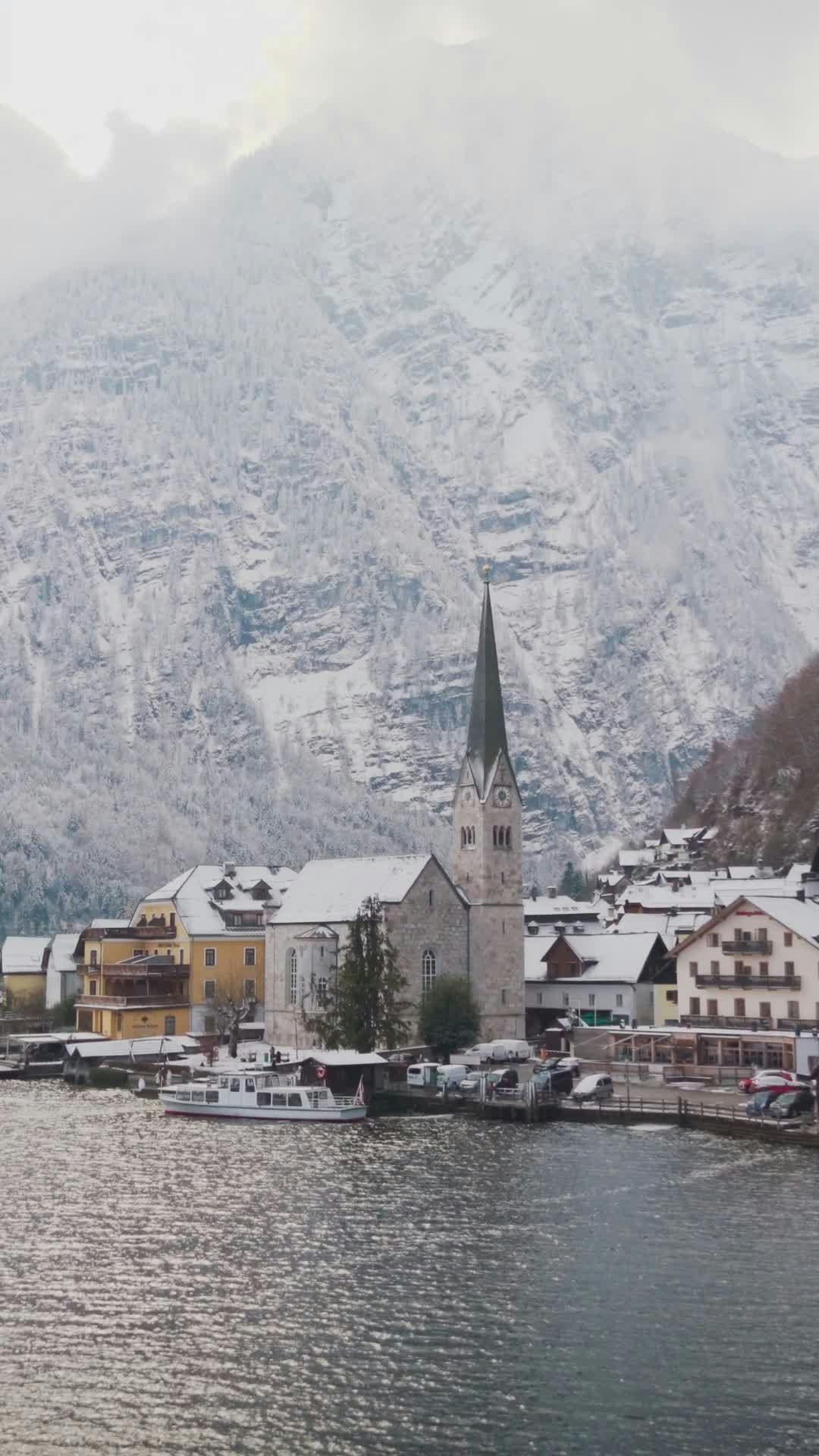 Picturesque Winter Scene in Hallstatt Austria Free Stock Video Footage ...