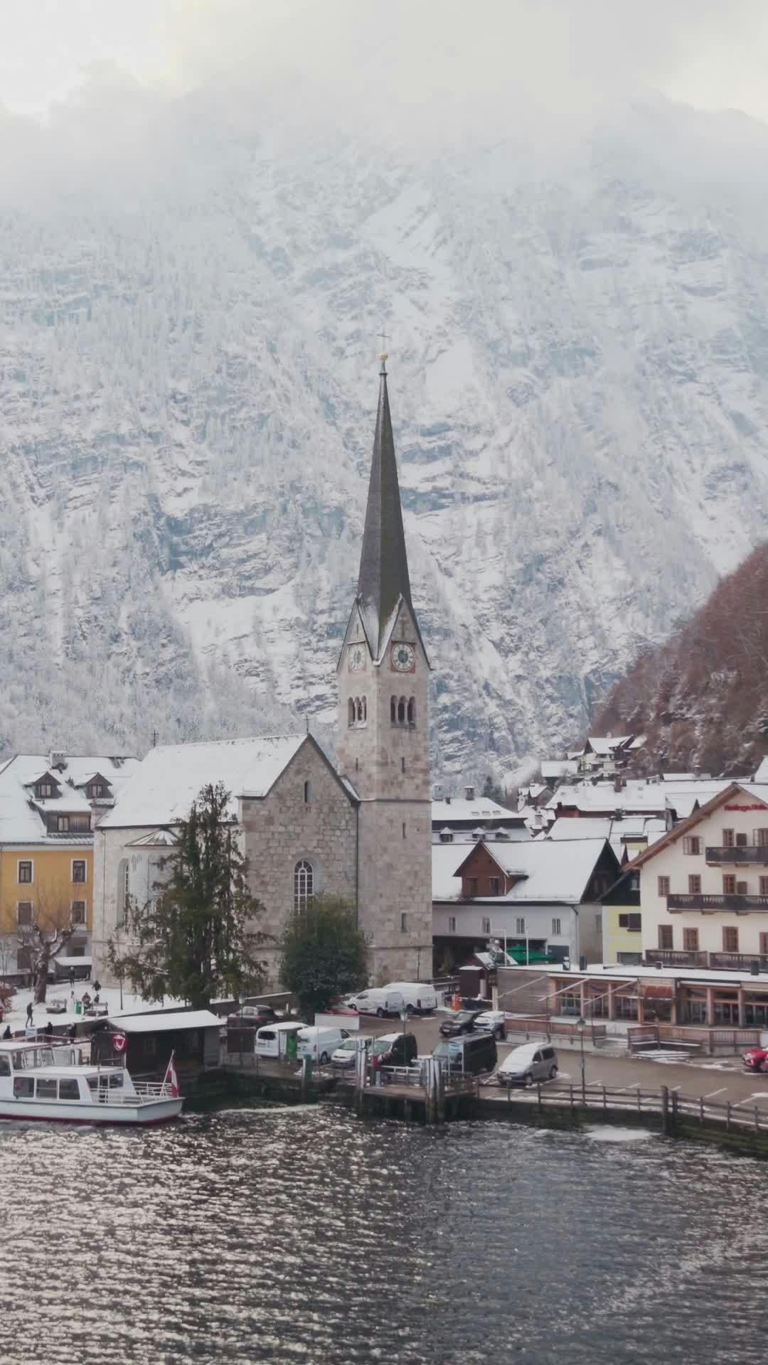 Picturesque Winter Scene in Hallstatt Austria Free Stock Video Footage ...