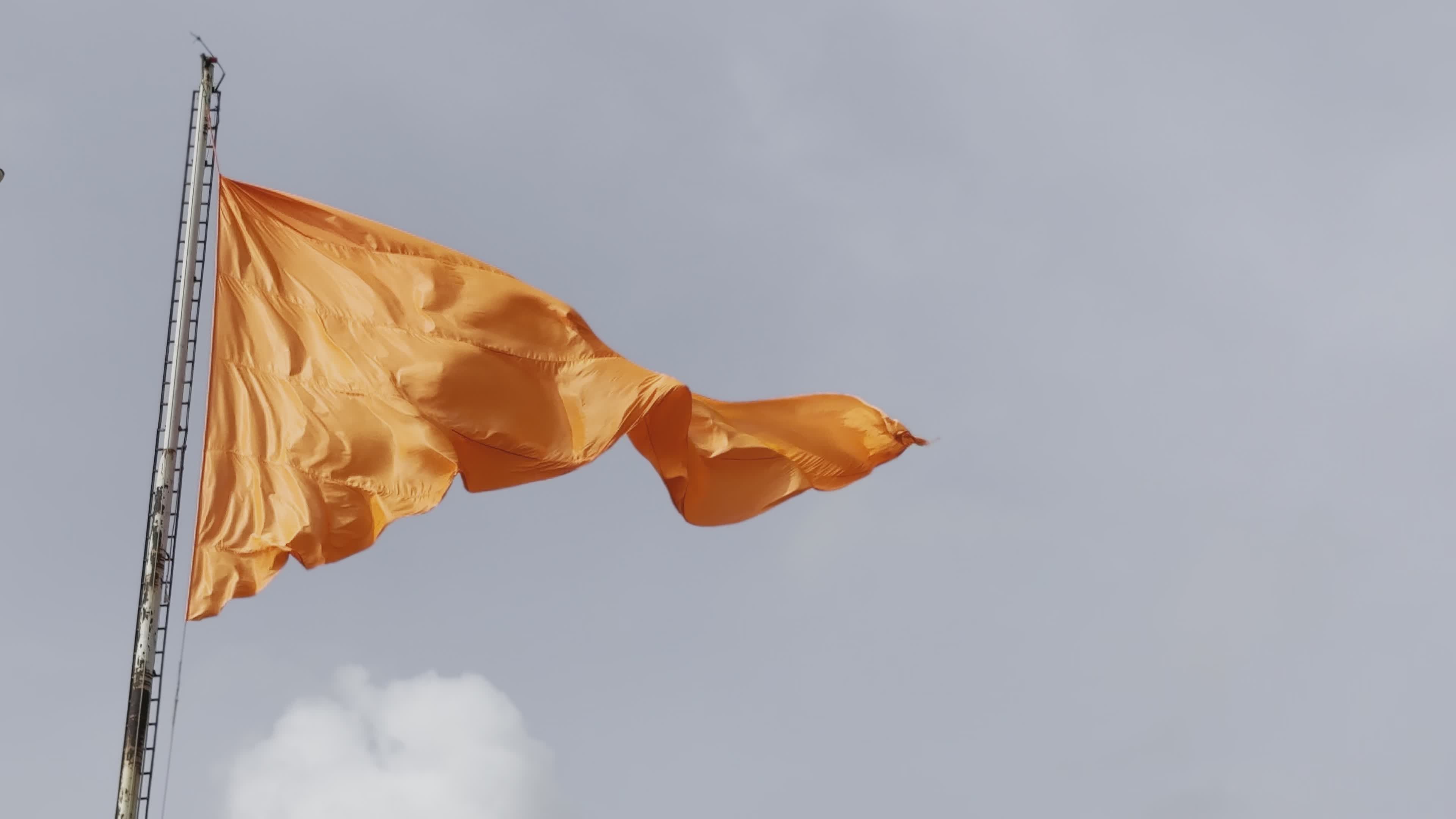 Majestic Golden Hanuman Statue with Flag Waving Free Stock Video ...