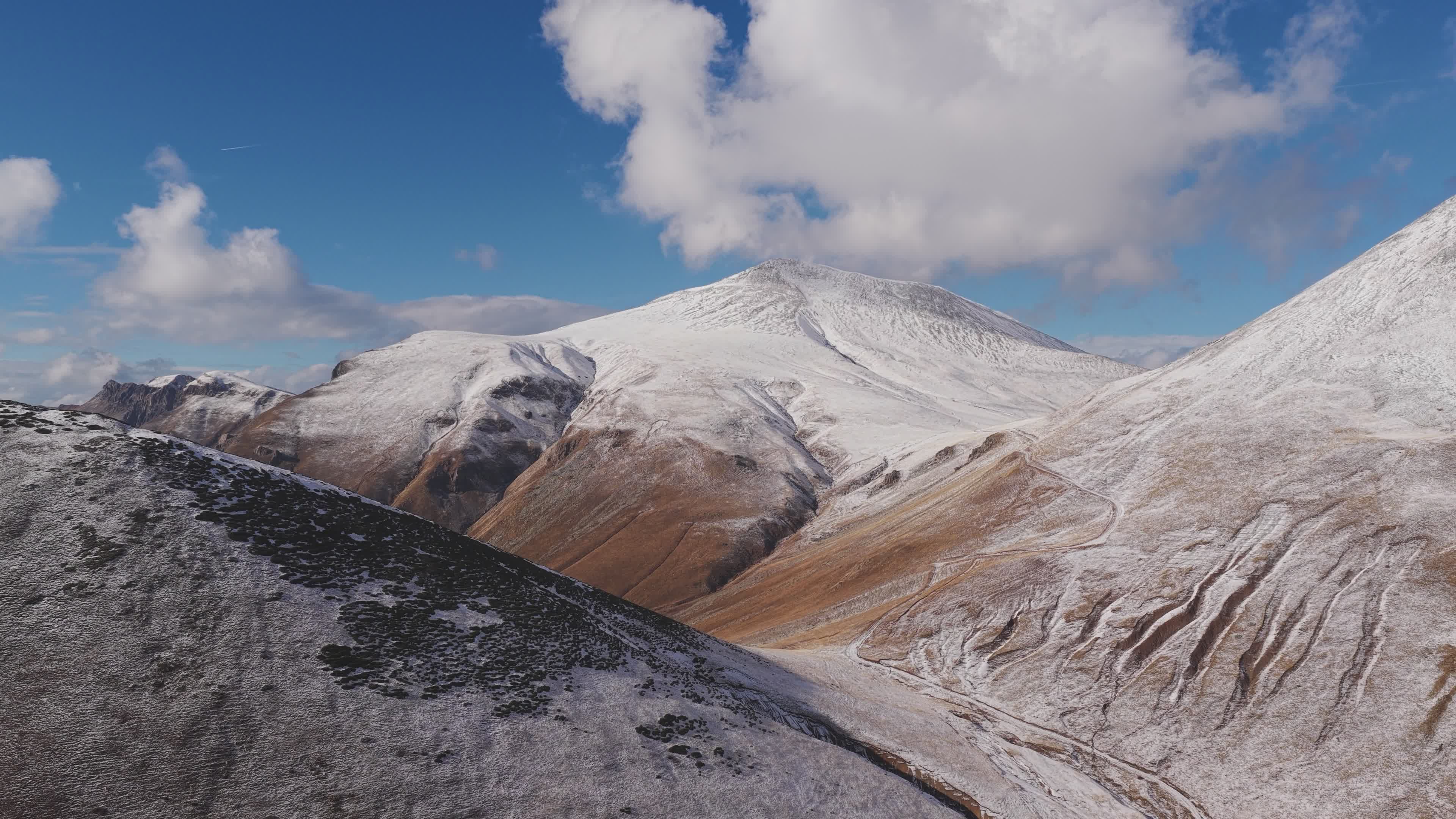 Breathtaking Snowy Mountain Landscape Aerial View Free Stock Video ...