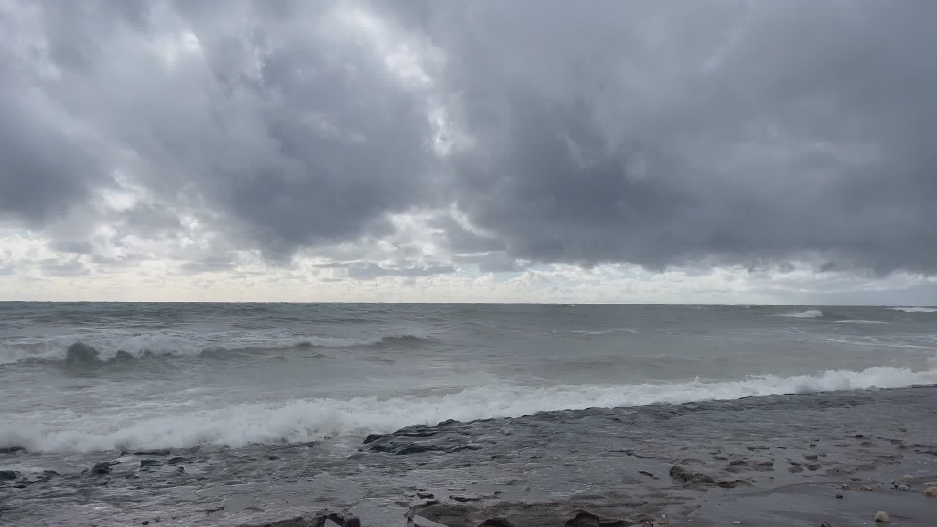 Dramatic Coastal Storm Waves and Dark Clouds Free Stock Video Footage ...