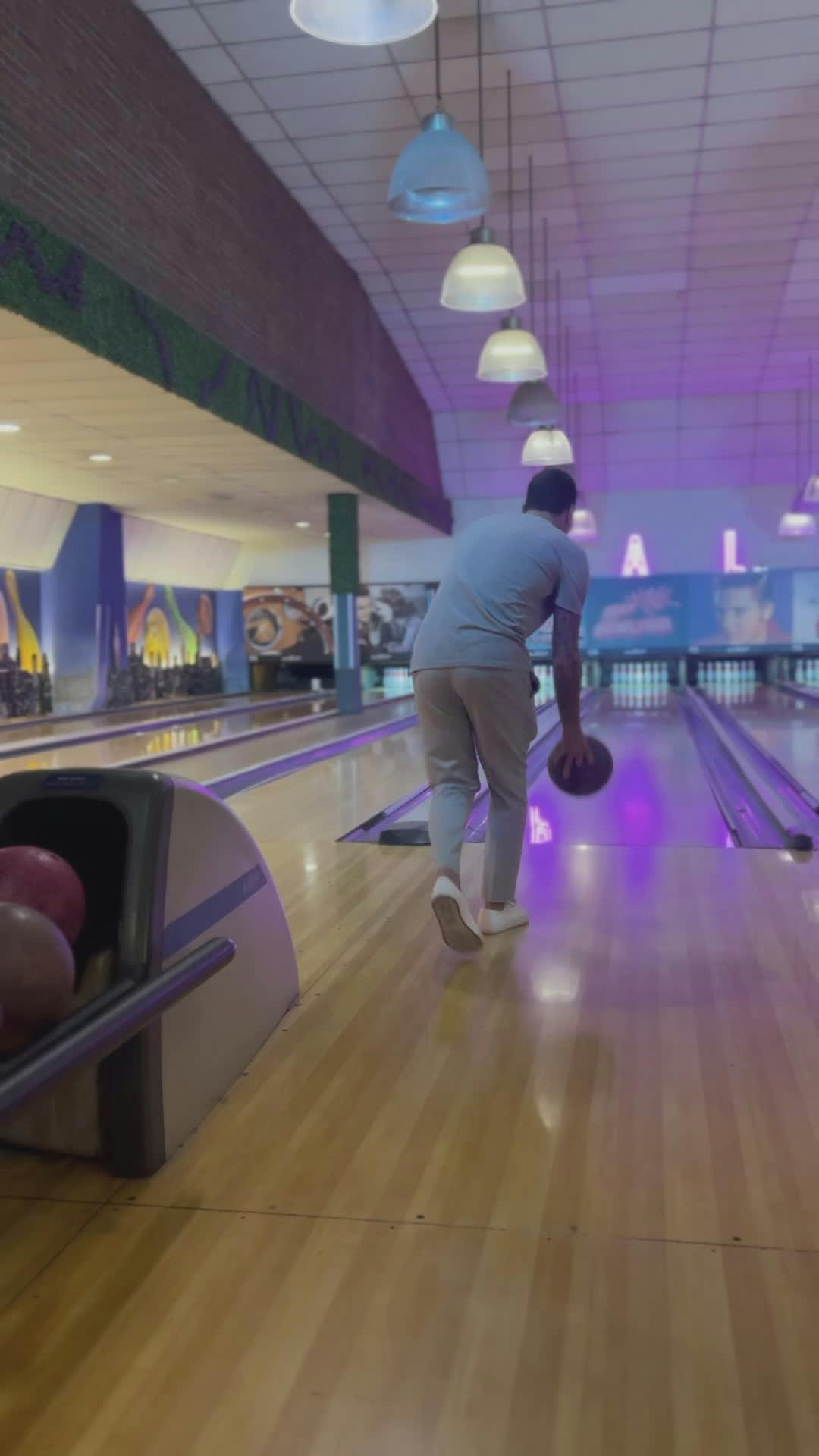 Vibrant Bowling Alley Action Shot Featuring Bowler Free Stock Video ...