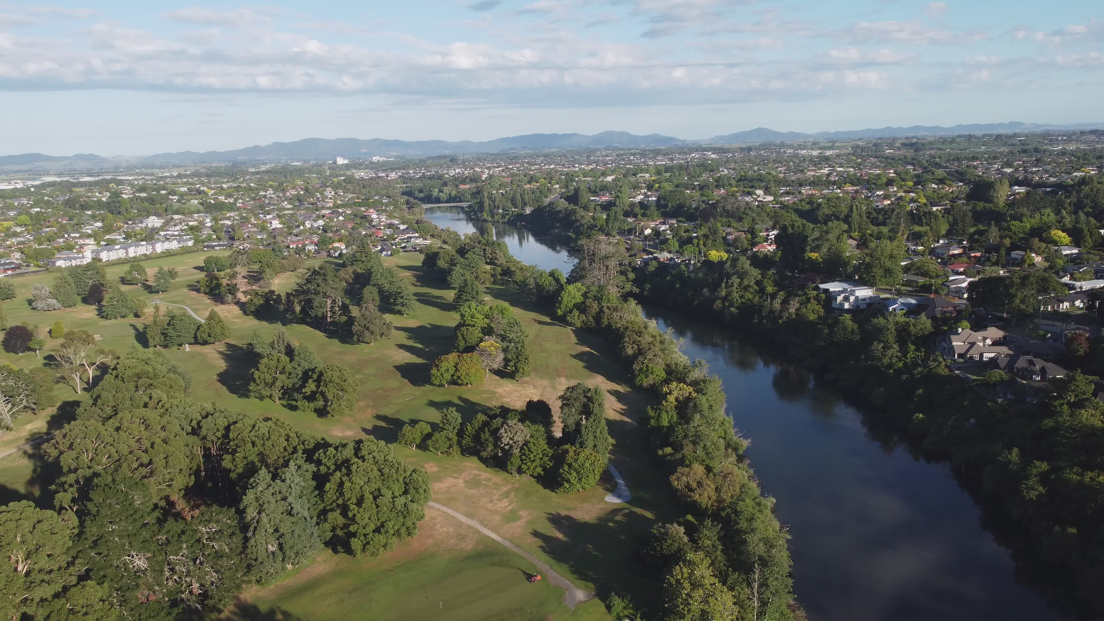 Scenic Aerial View of Hamilton River New Zealand Free Stock Video ...